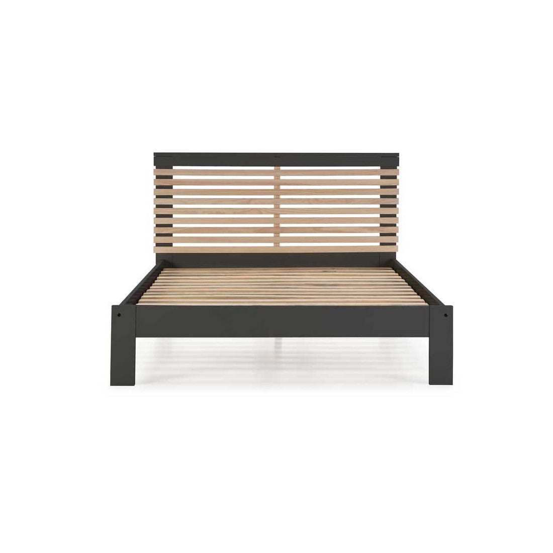 Lit complet 140X190 Gris Anthracite/Bois - SHAIDA | Leroy Merlin