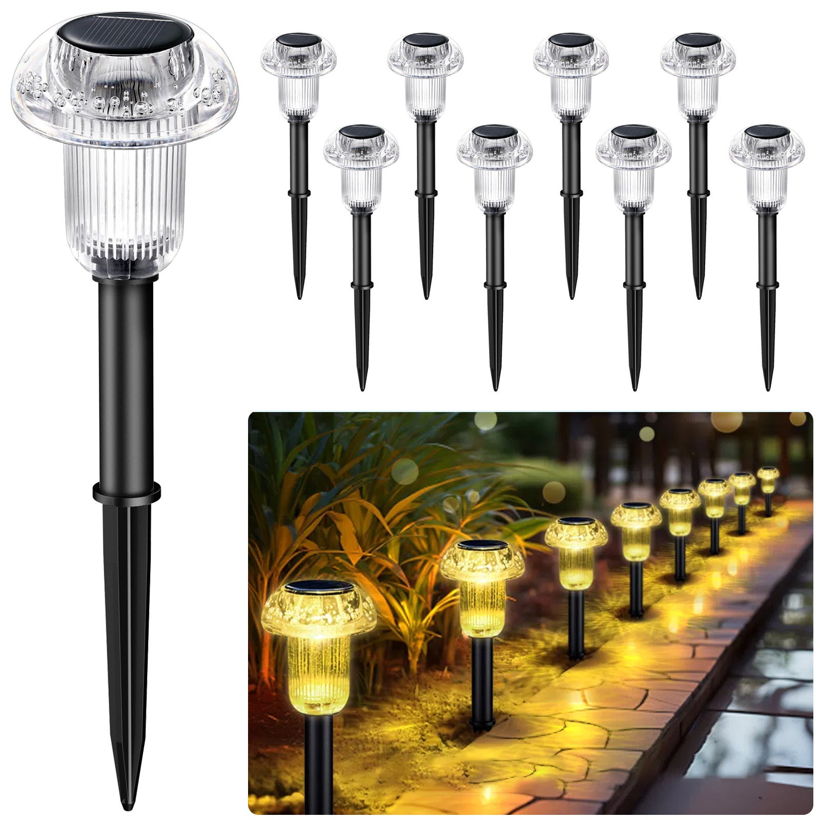 Lot de 8 lampes solaires d'extérieur, lampes solaires imperméables pour allée, lampes LED en ...