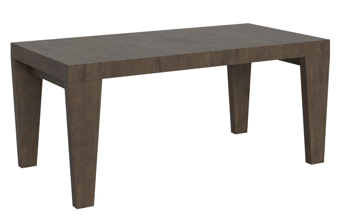 Table à manger extensible bois pieds en V Kristo-Couleur Marron-4 pieds-2 rallonges épaisses-180 ...