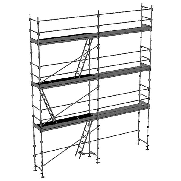 Echafaudage fixe de façade 56m² - Structure + Planchers + Plinthes ...