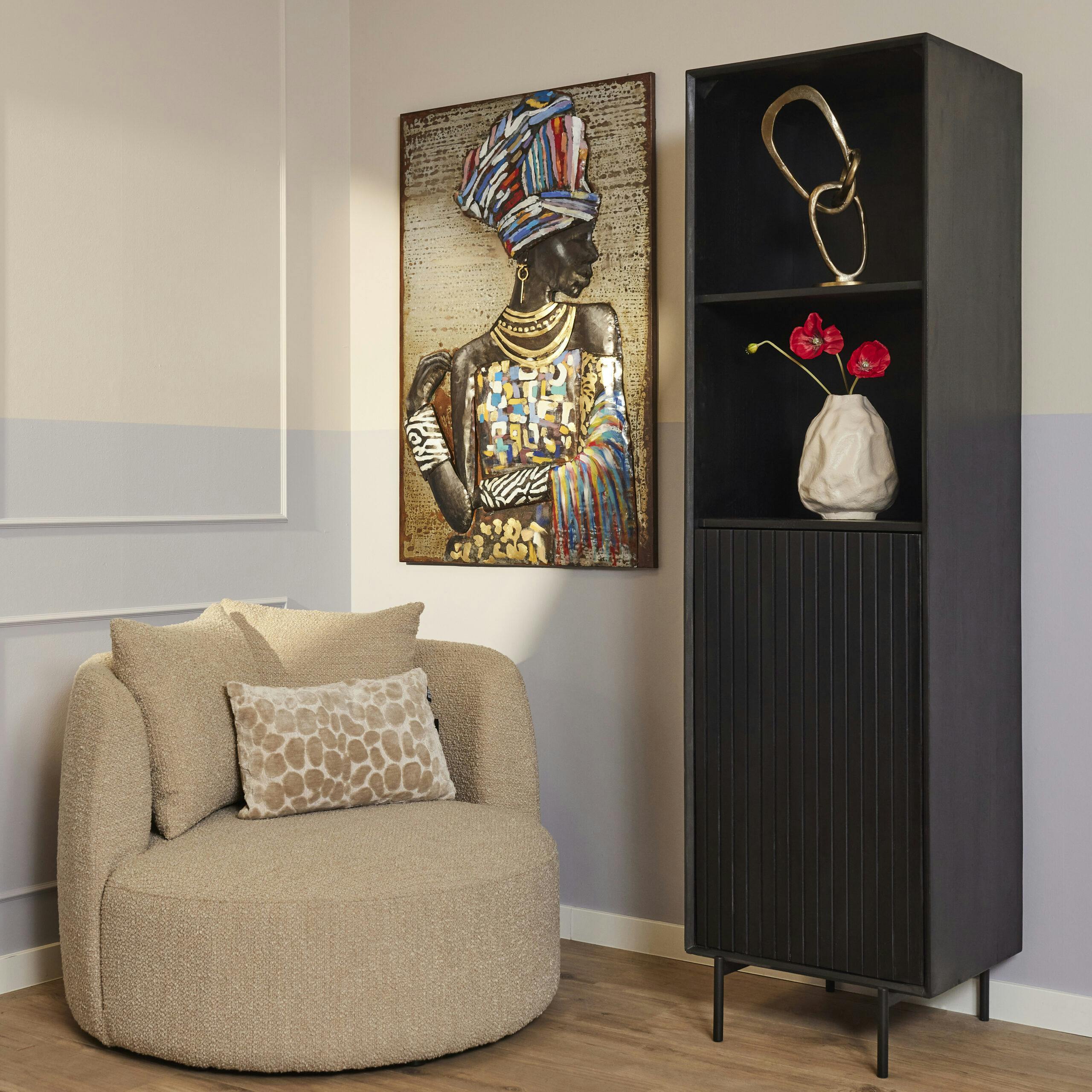 Colonne salon bois noir 1 porte rainurée CORTINA | Leroy Merlin
