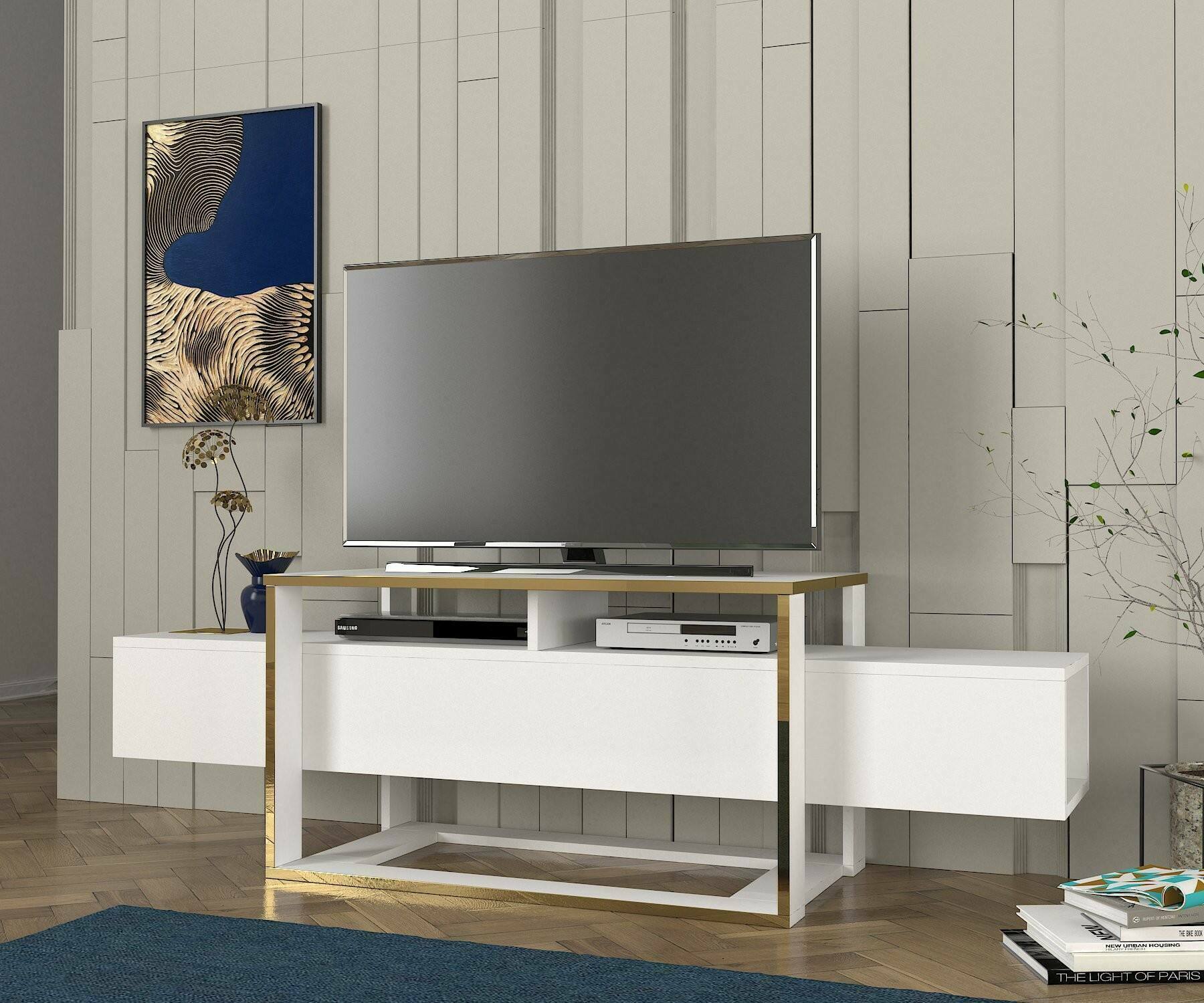 Meuble TV Callisto, Buffet de salon, Armoire basse pour TV, Base murale ...