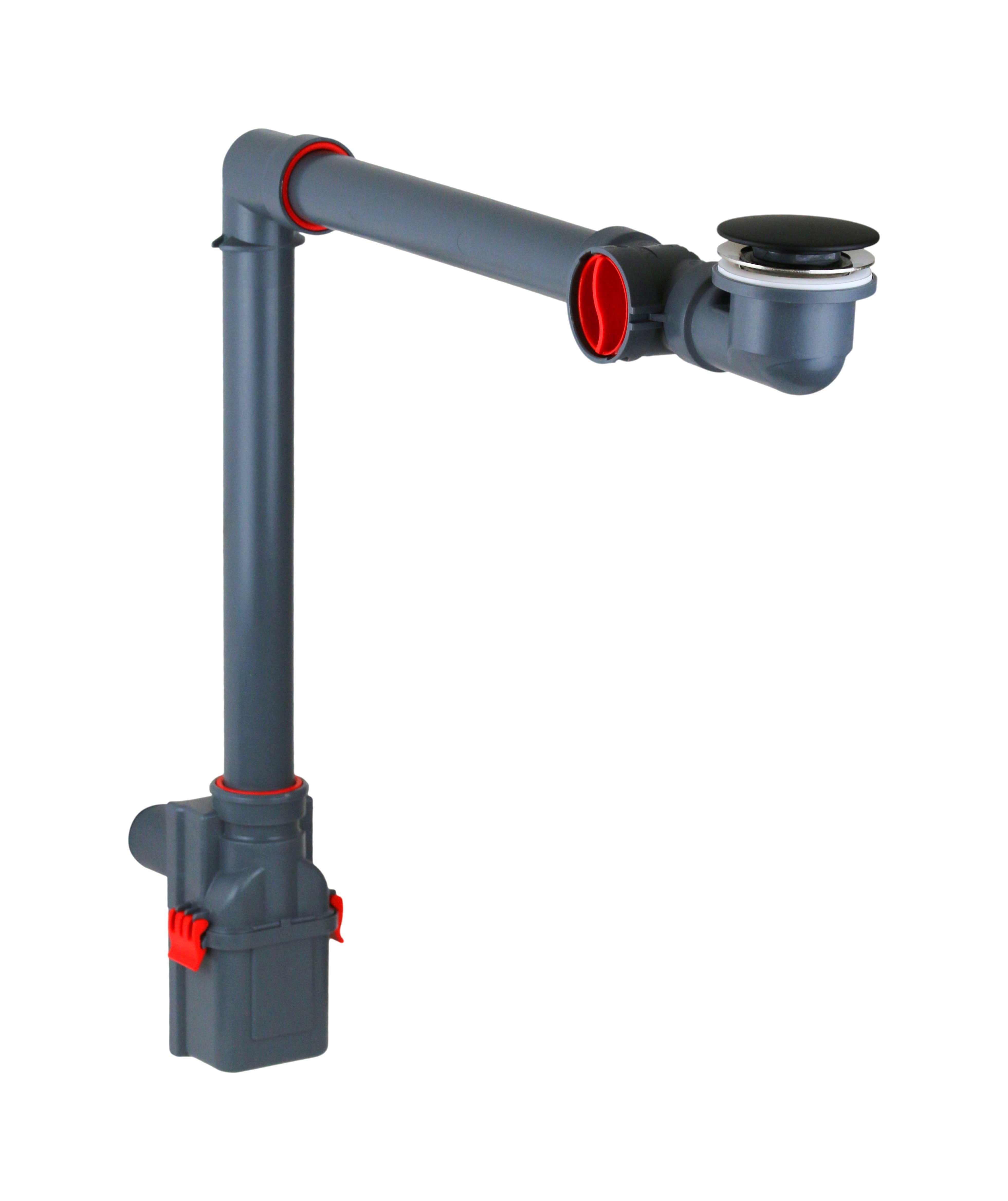 Siphon peu encombrant inspectable avec drain clic-clac noir mat CGS Isy ...