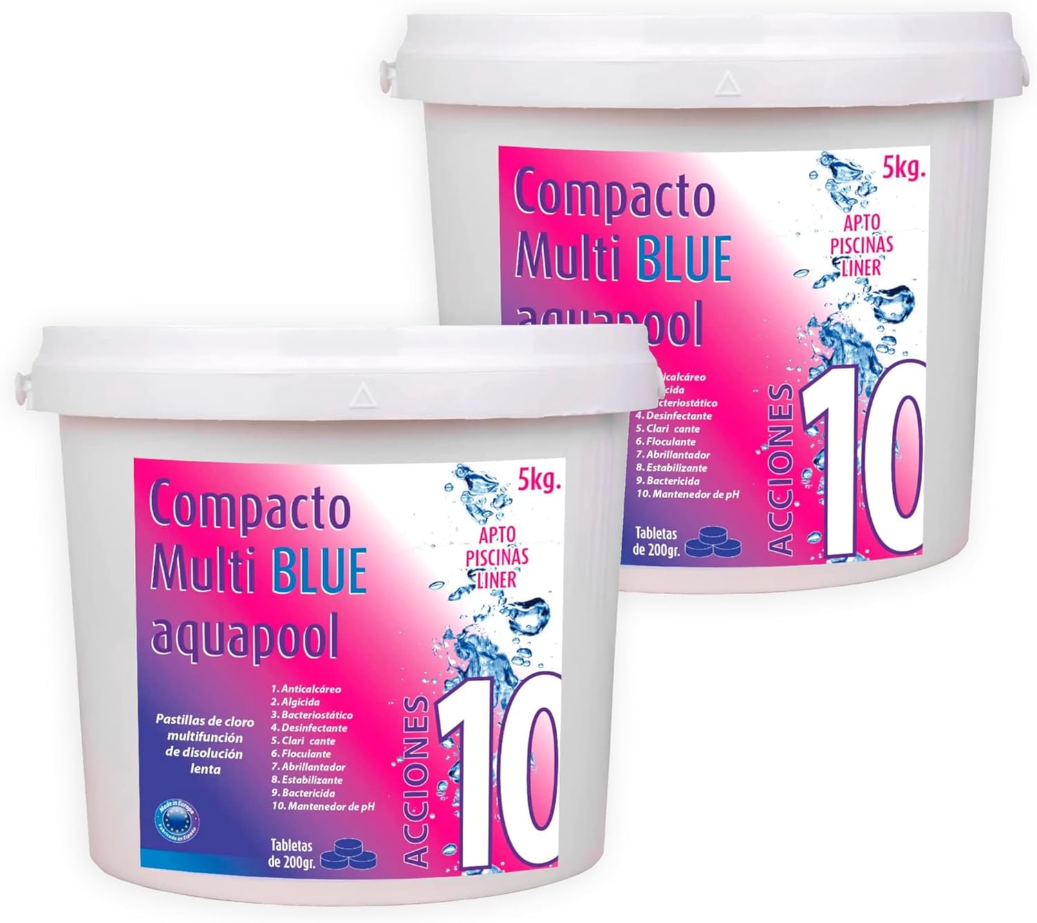 Pack 2 unidades pastillas cloro 10 acciones Compacto Multi Blue ...