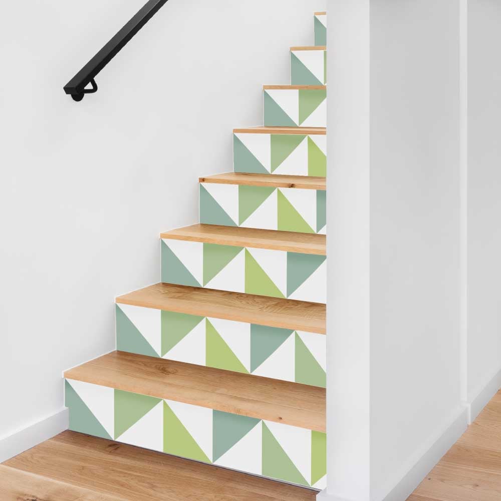 Contremarche PVC adhésivé ALEXANDRE - Graphique Vert - Lot de 8 : L100 ...