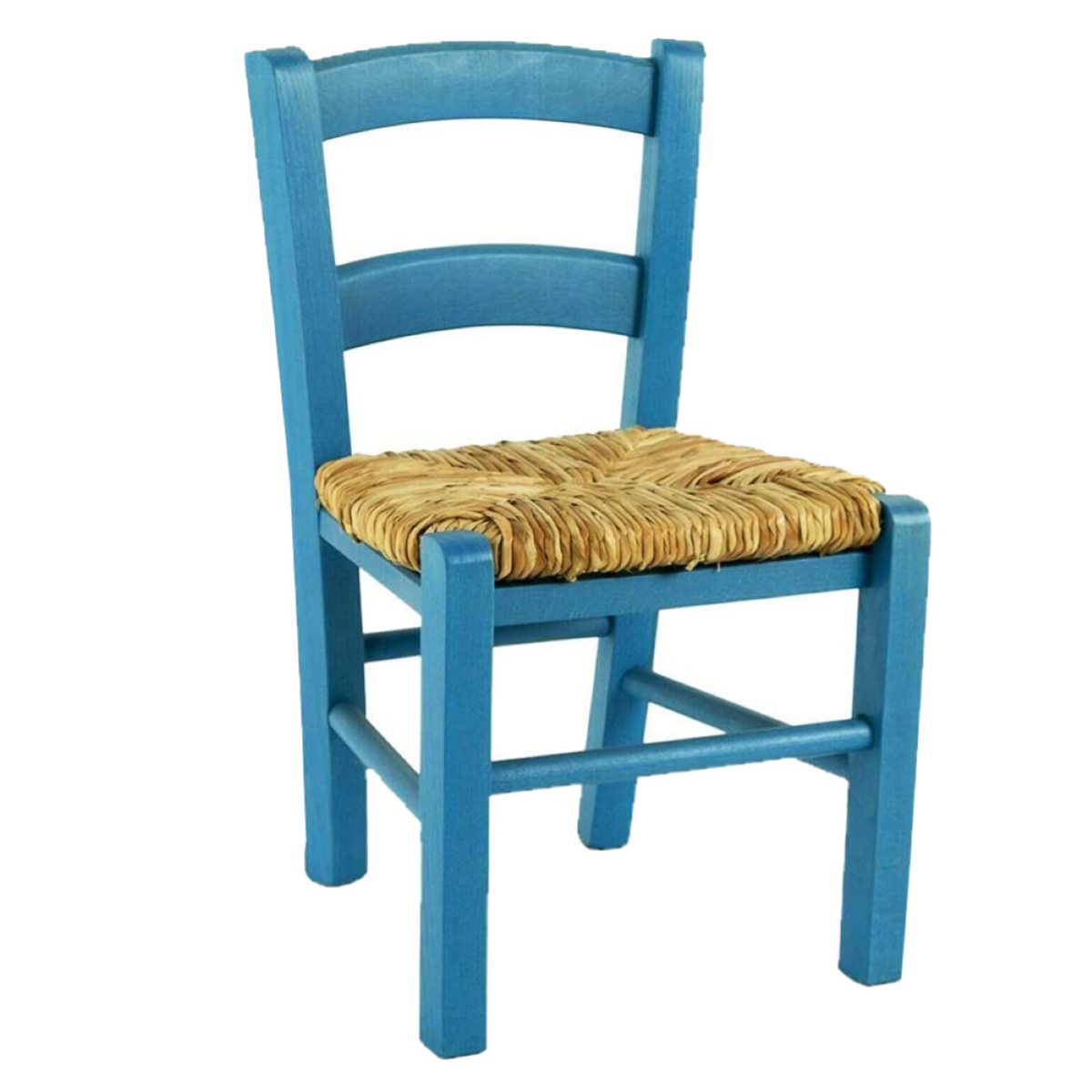 Petite chaise pour enfant avec assise en paille en bois bleu | Leroy Merlin