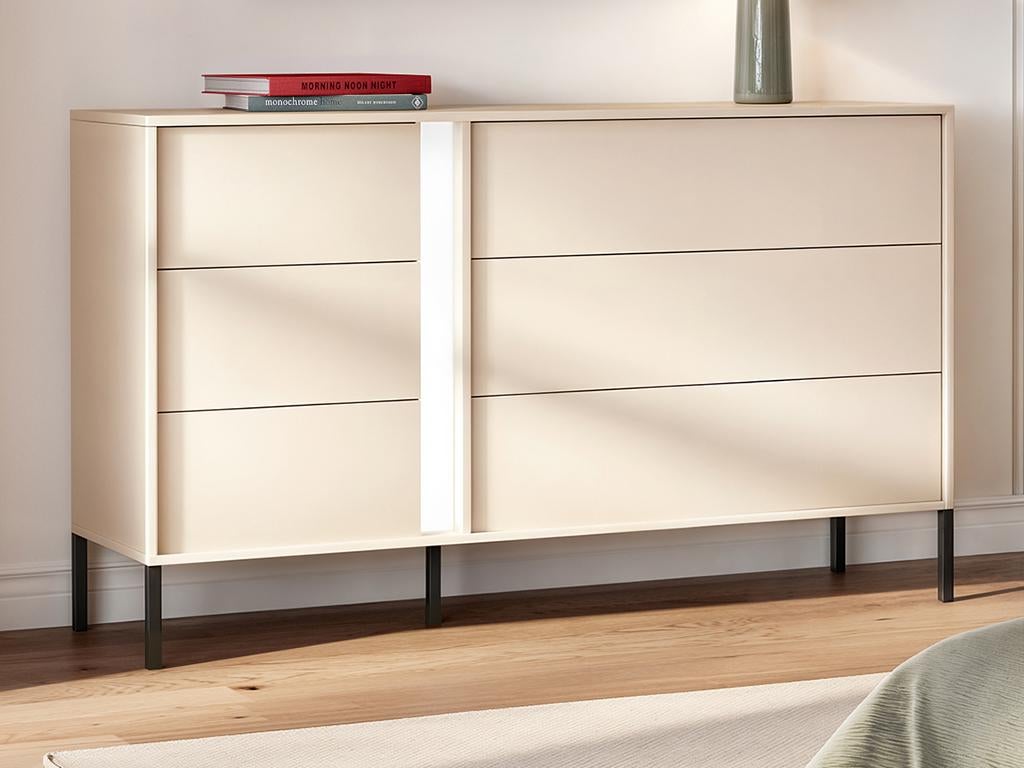 Commode 6 tiroirs - Avec LEDs - Beige - ELYNIA | Leroy Merlin