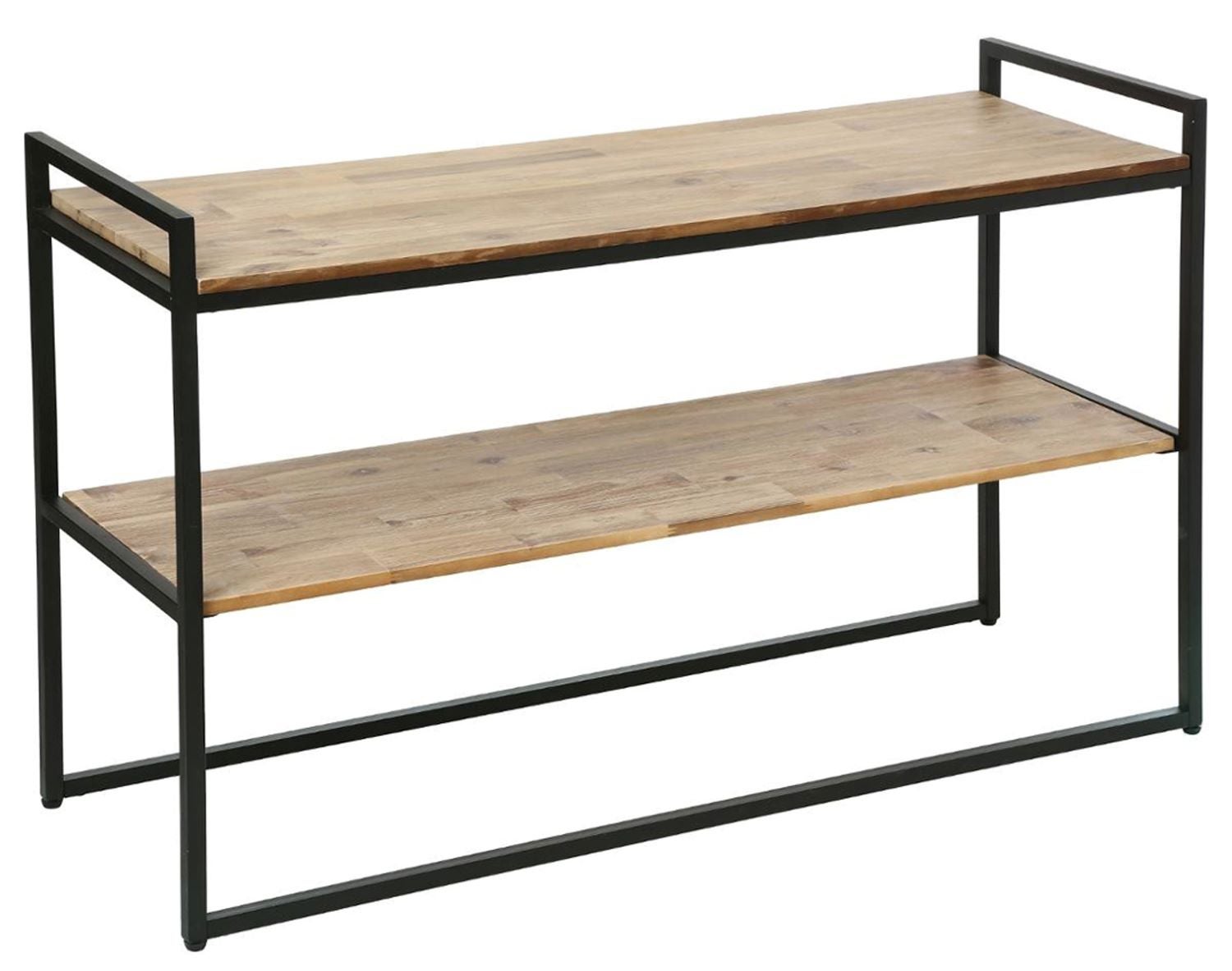 Console marron en métal et bois d'acacia - Dim : L.120 x l.40 x H.75 cm ...