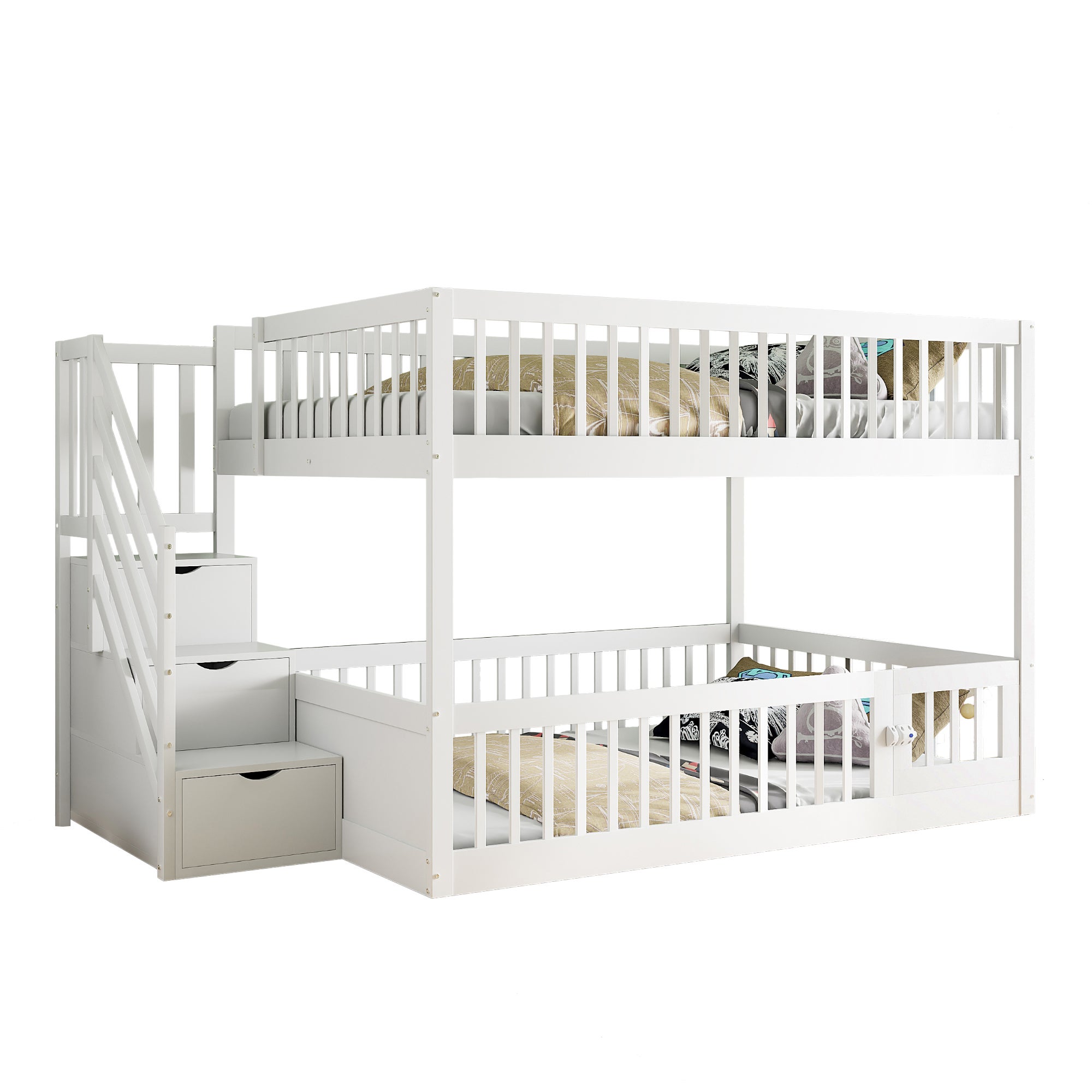 Litera infantil 140x200 cm con escalera de seguridad y cajones, cama ...