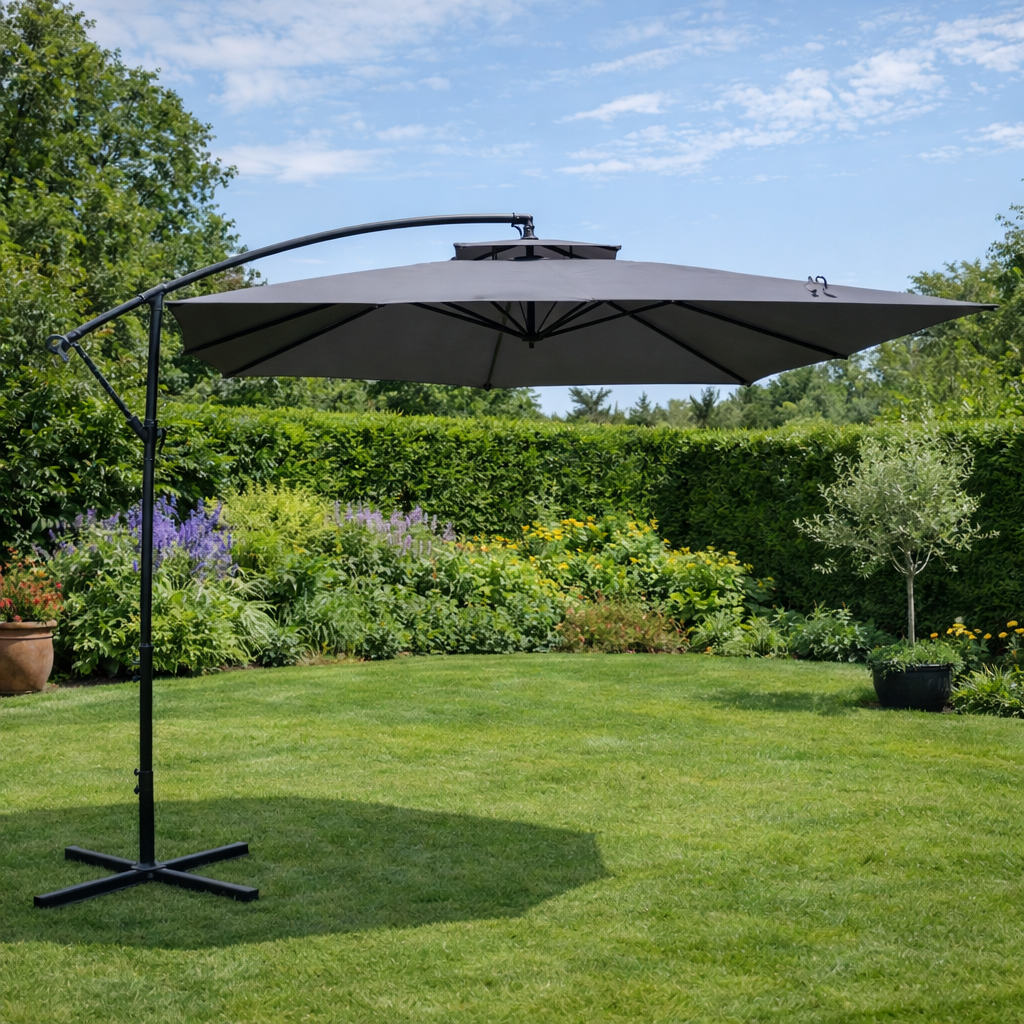 Parasol gris déporté carré 3 x 3 m CAPRI | Leroy Merlin
