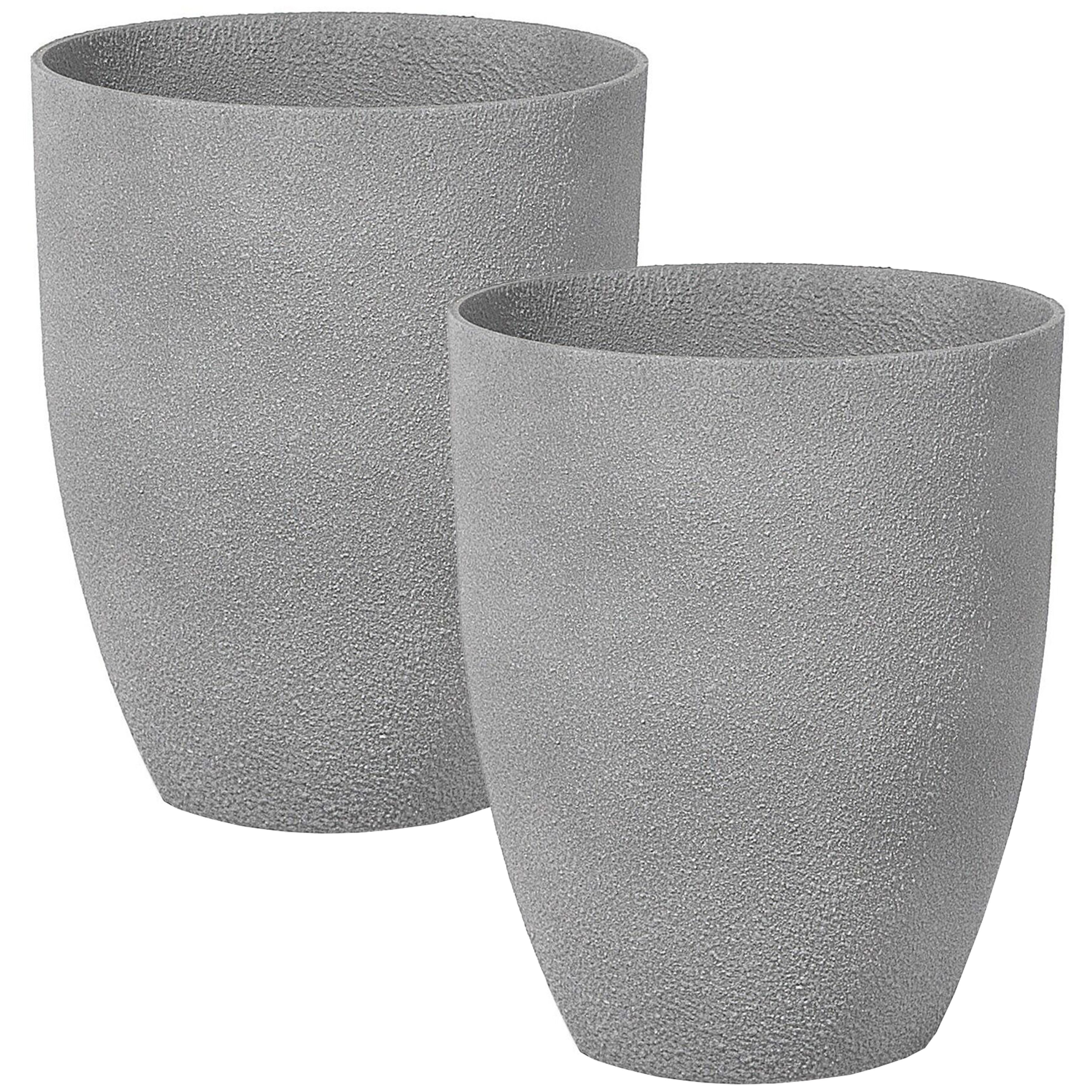 Lot de 2 pots de fleurs CROTON Pierre 35 cm Gris | Leroy Merlin