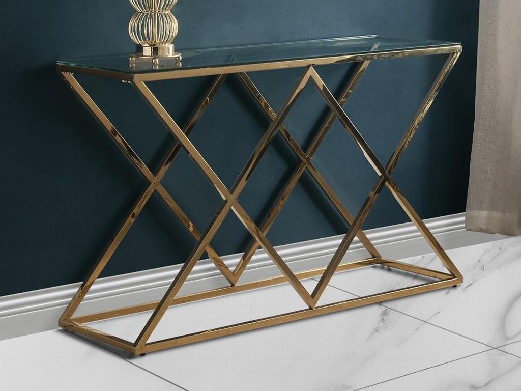 Consolle Vetro temperato e acciaio Dorato - CHARLOTTE di Pascal ...