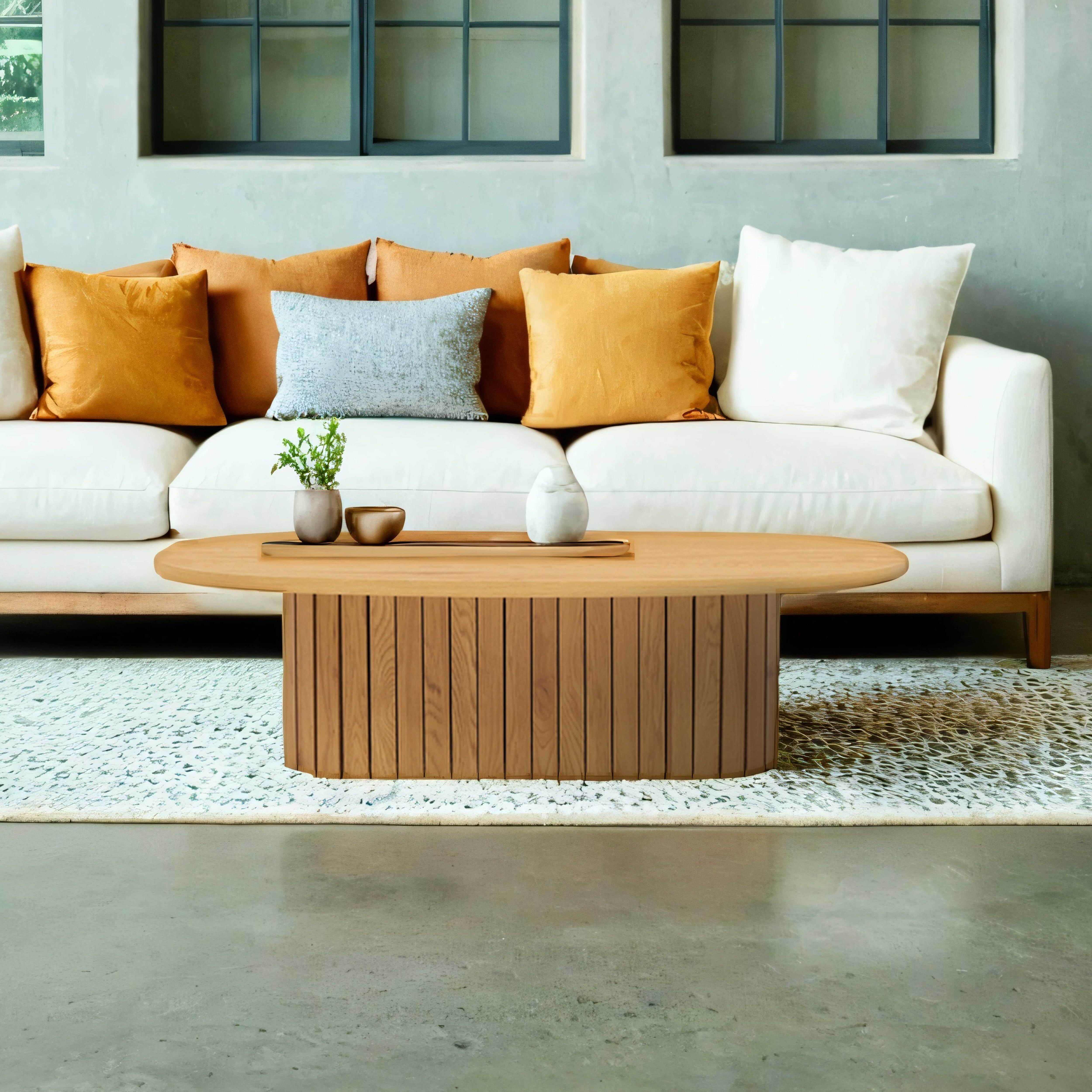 Table basse ovale en mélaminé bois | Leroy Merlin