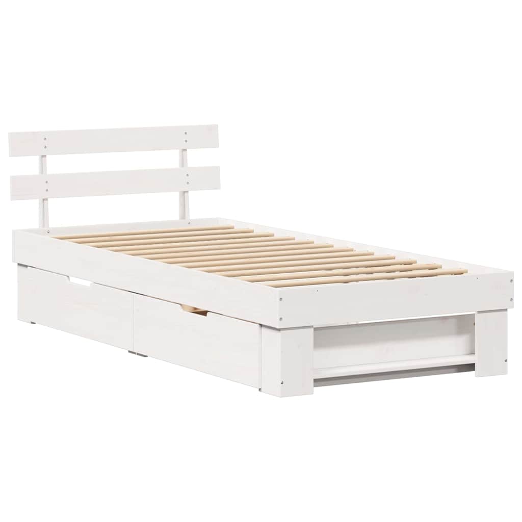 Cama individual | Cama para adultos | Estructura de cama Blanco 90 x ...