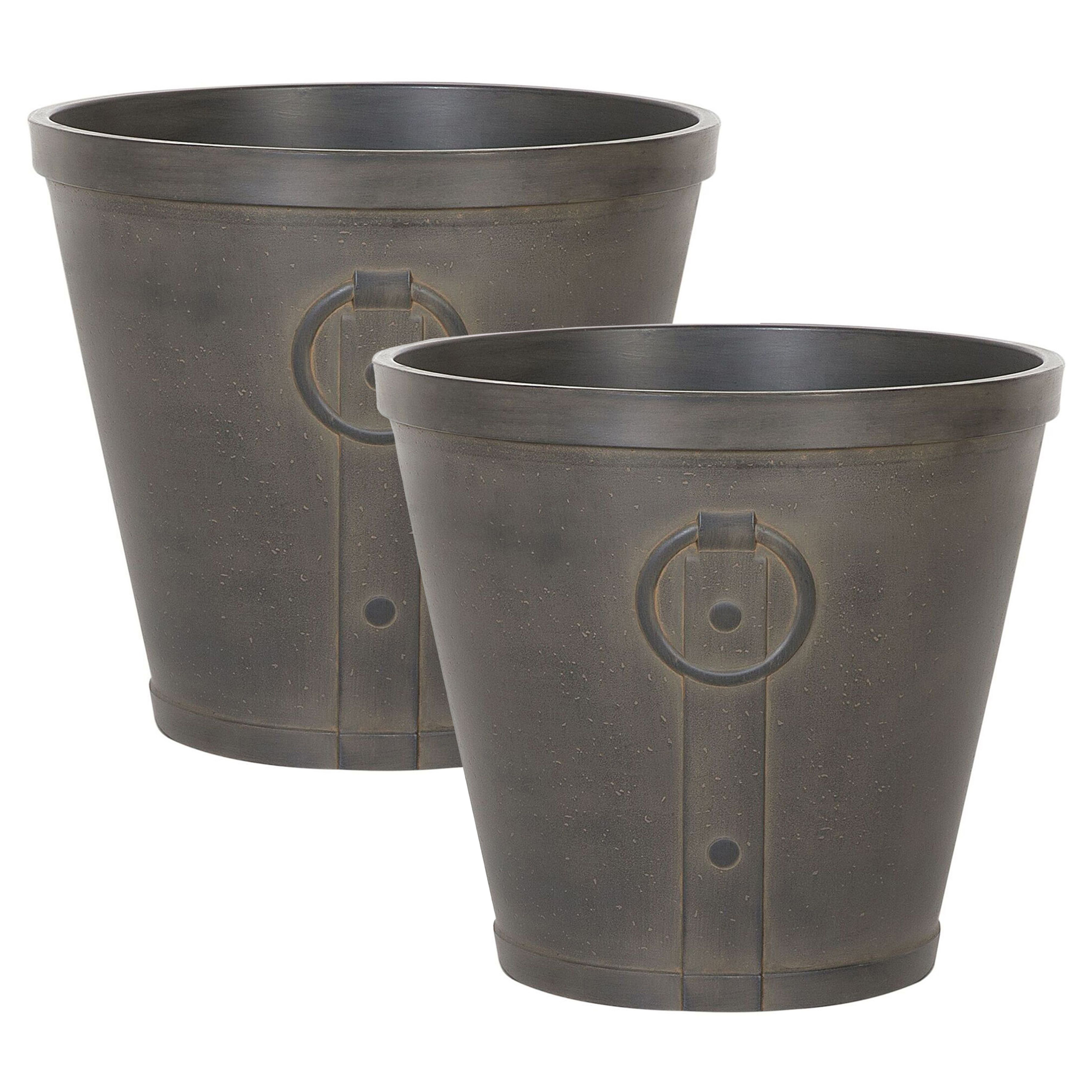 Lot de 2 pots de fleurs VARI Pierre 41 cm Marron | Leroy Merlin