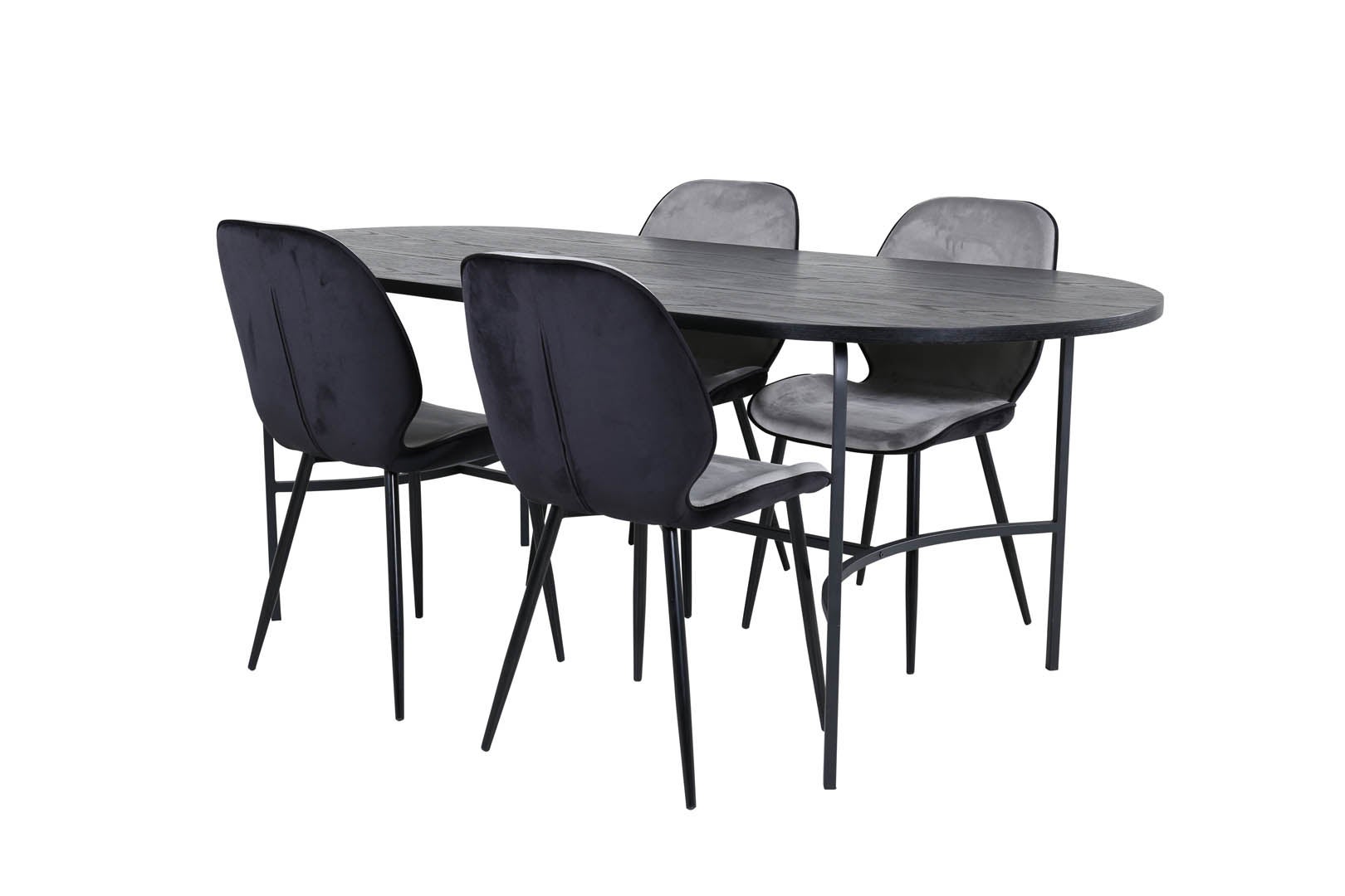 Skate ensemble table, table noir et 4 Emma chaises Velours gris,noir ...