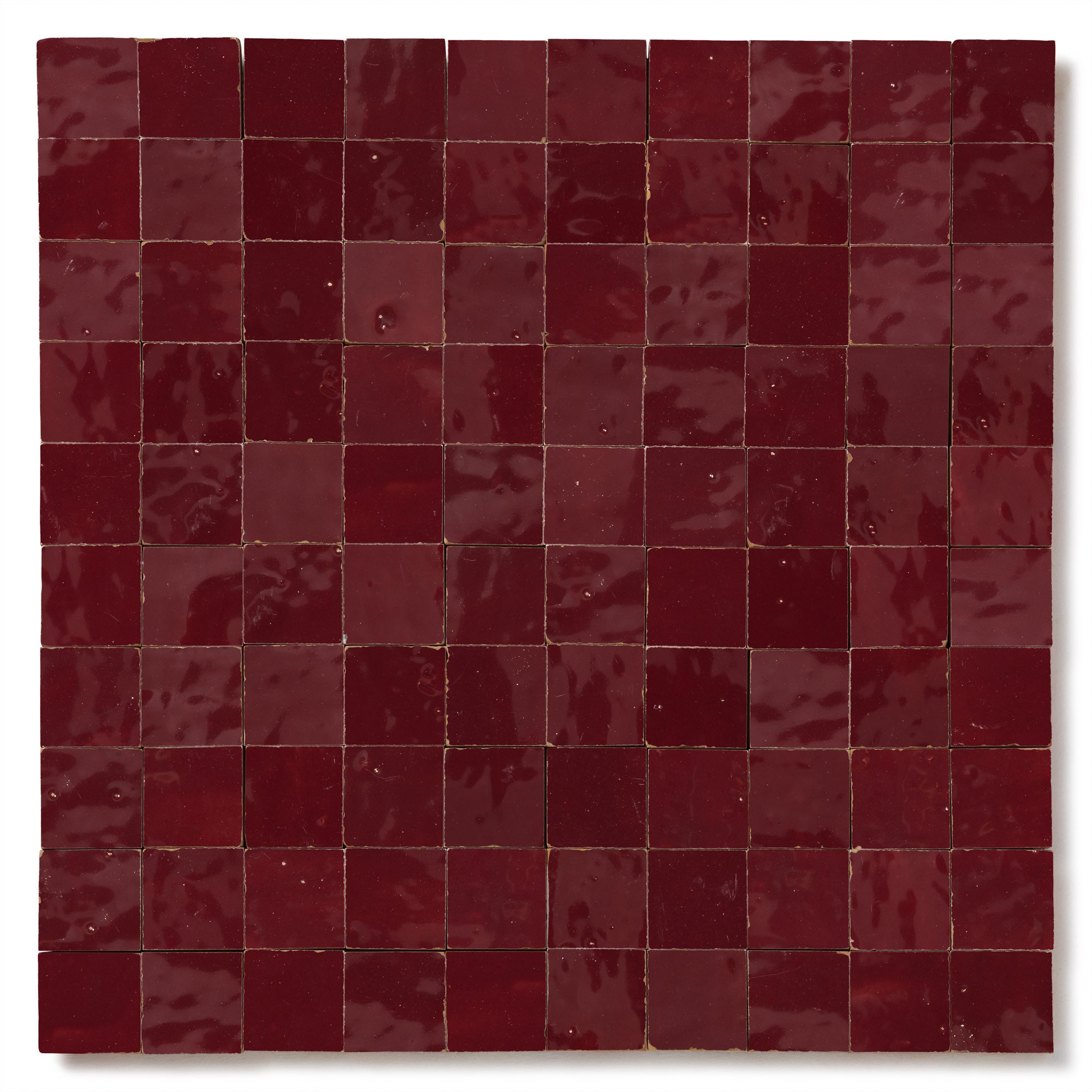 Zellige Marocain Artisanal Véritable - Rouge Lie de vin 3x3 cm - Carrelage mur - RO'MA Nature ...