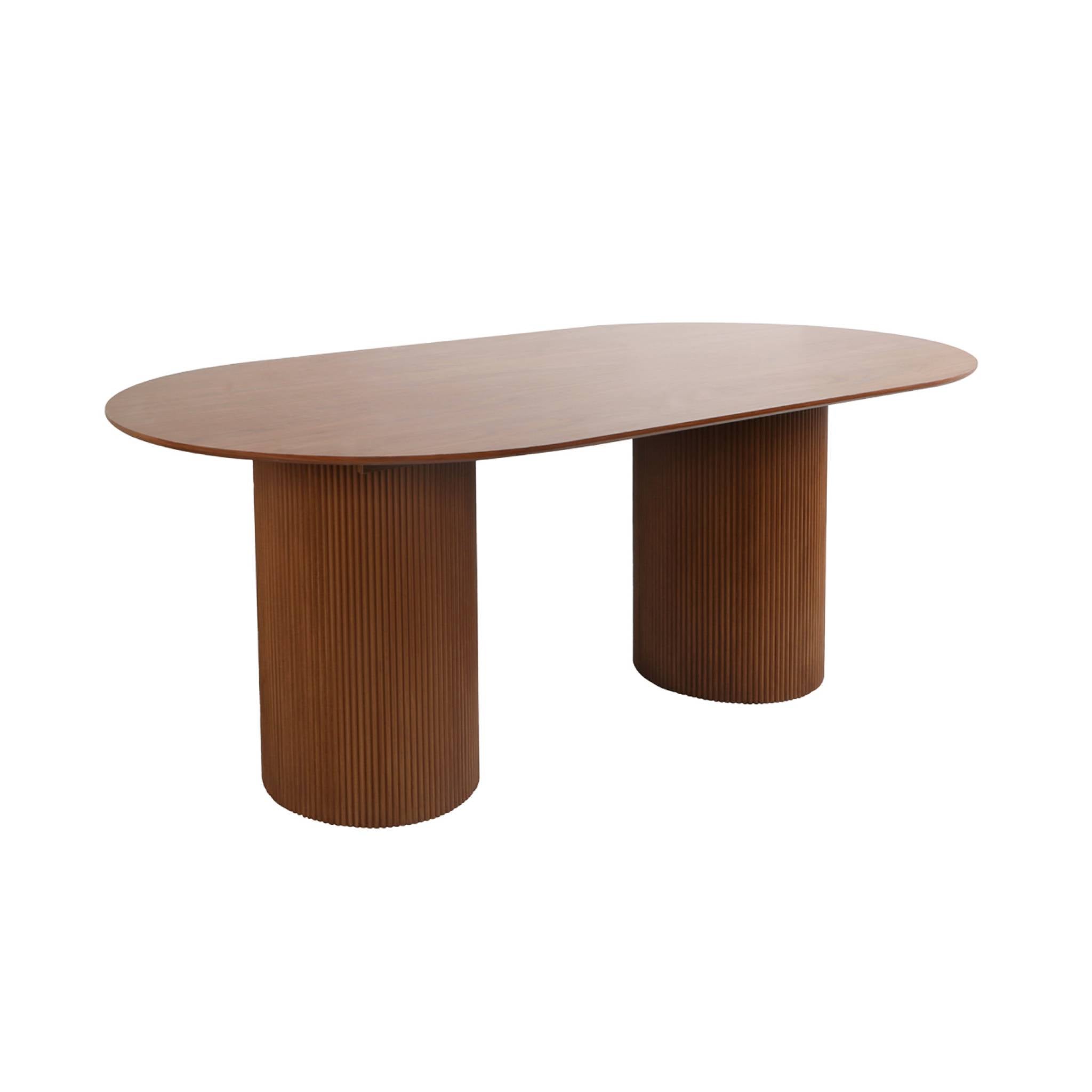 Table à manger oblongue décor bois sculpté 4-6 places. couleur noyer ...