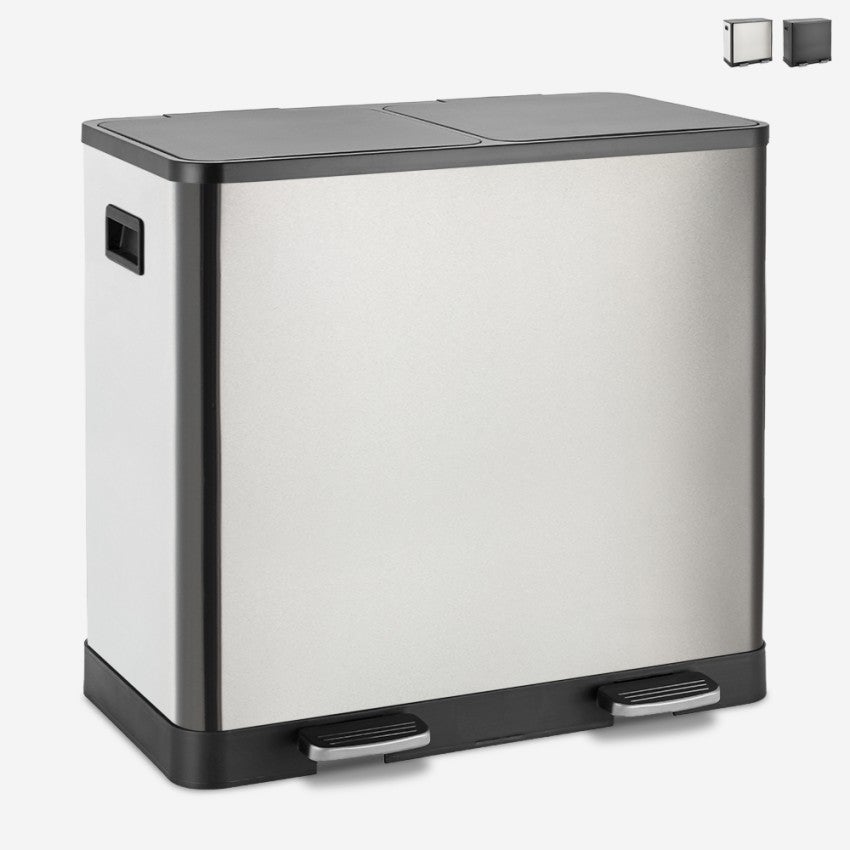 Poubelle de cuisine 60 Litres pour Recyclage 2 paniers à pédale Lindo ...