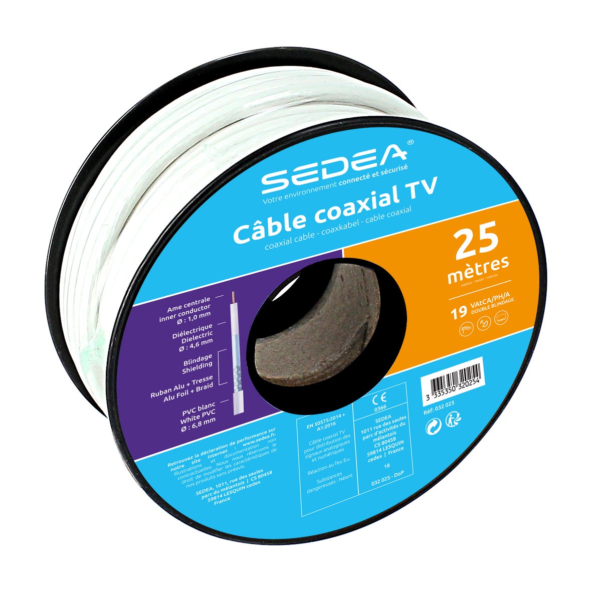 Cable coaxial 19 VAtCA/PH/A (25m - Bobine) Double blindage | Leroy Merlin