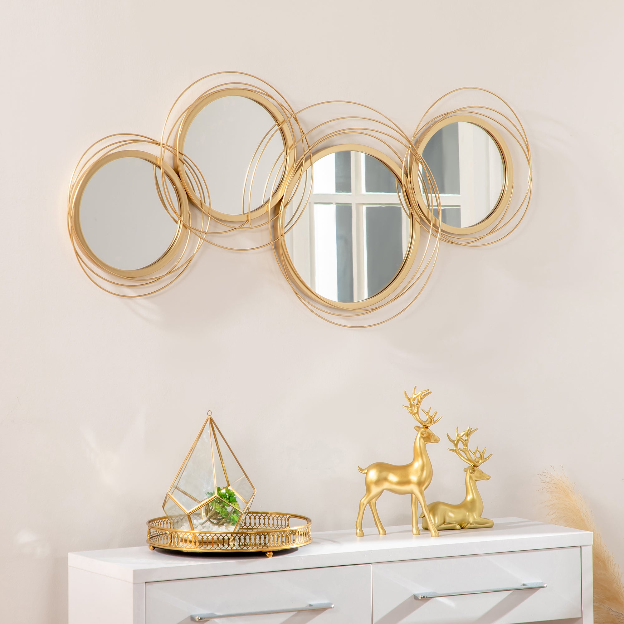 Ensemble de miroirs décoratifs muraux avec 4 miroirs ronds pour la ...