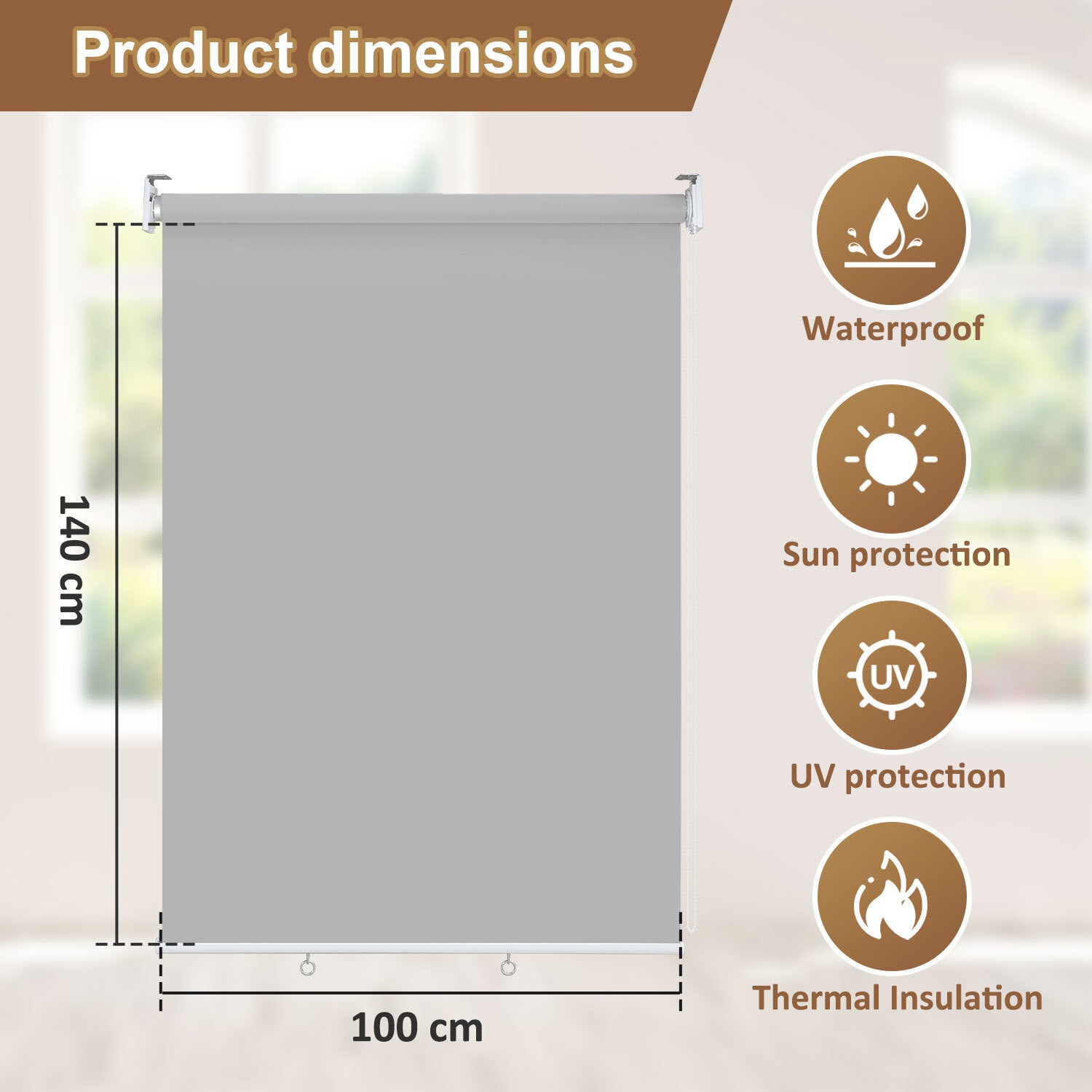 Lot de 2 100x140CM Store vertical Stores Extérieur pour terrasse ou ...