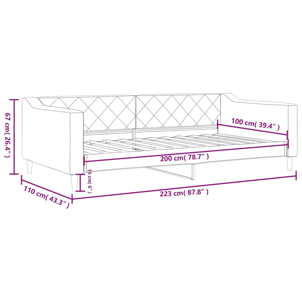 Lit simple | Lit adulte | Lit de repos crème 100x200 cm tissu CFW45408 ...