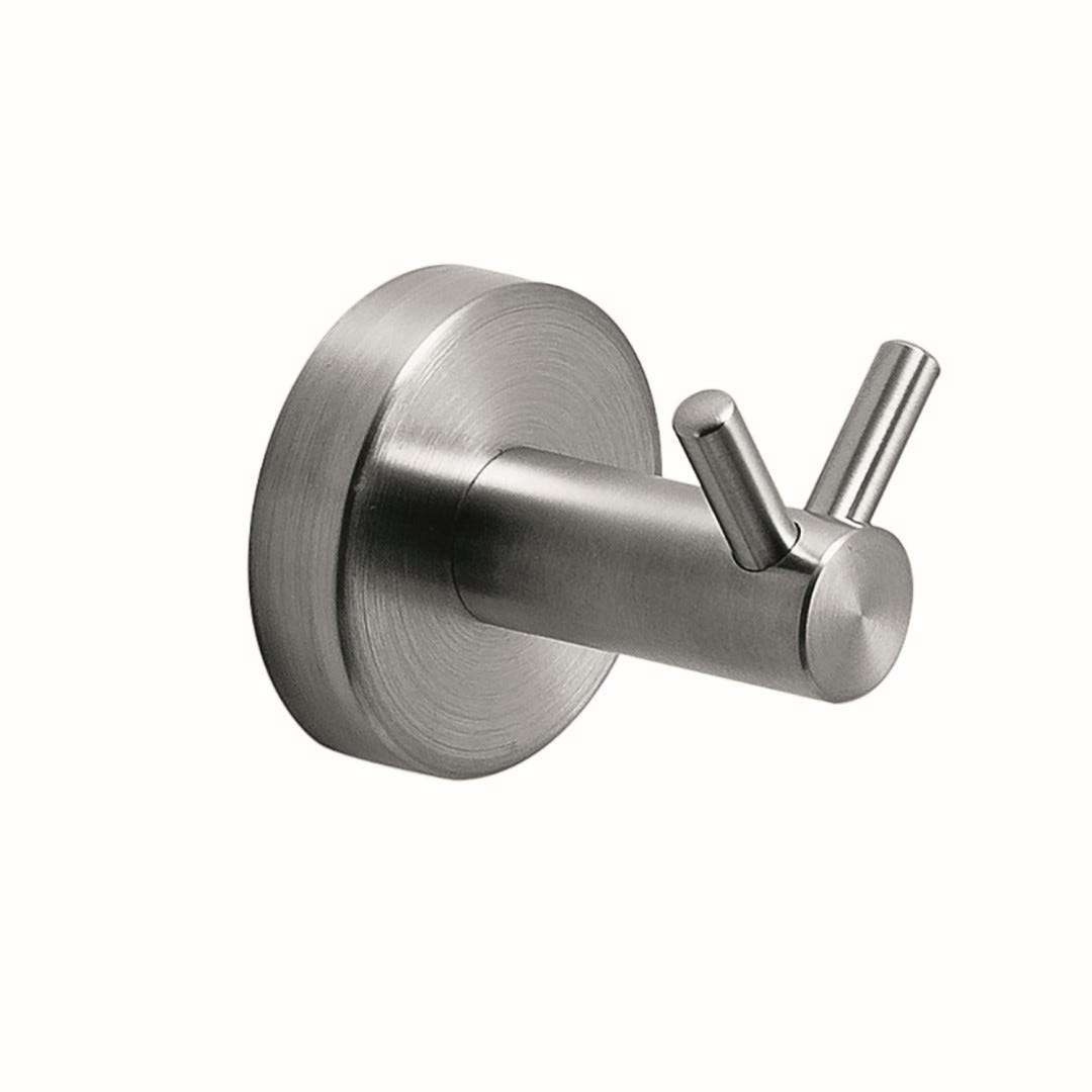 PERCHERO DOBLE DE ACERO CROMADO CEPILLADO | LOTO | Leroy Merlin