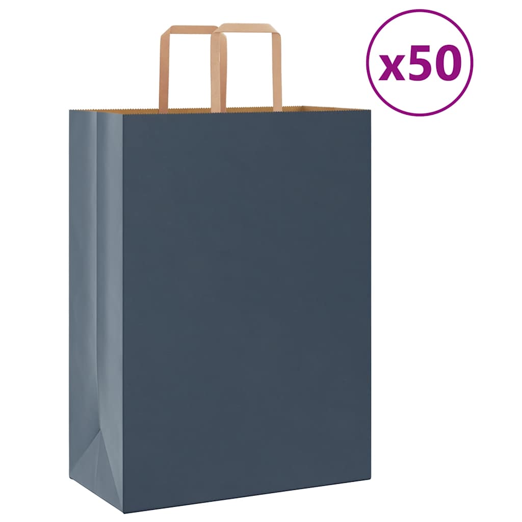 Sacs en papier kraft 50 pcs，Sacs kraft avec poignées bleu 32x17x44 cm ...