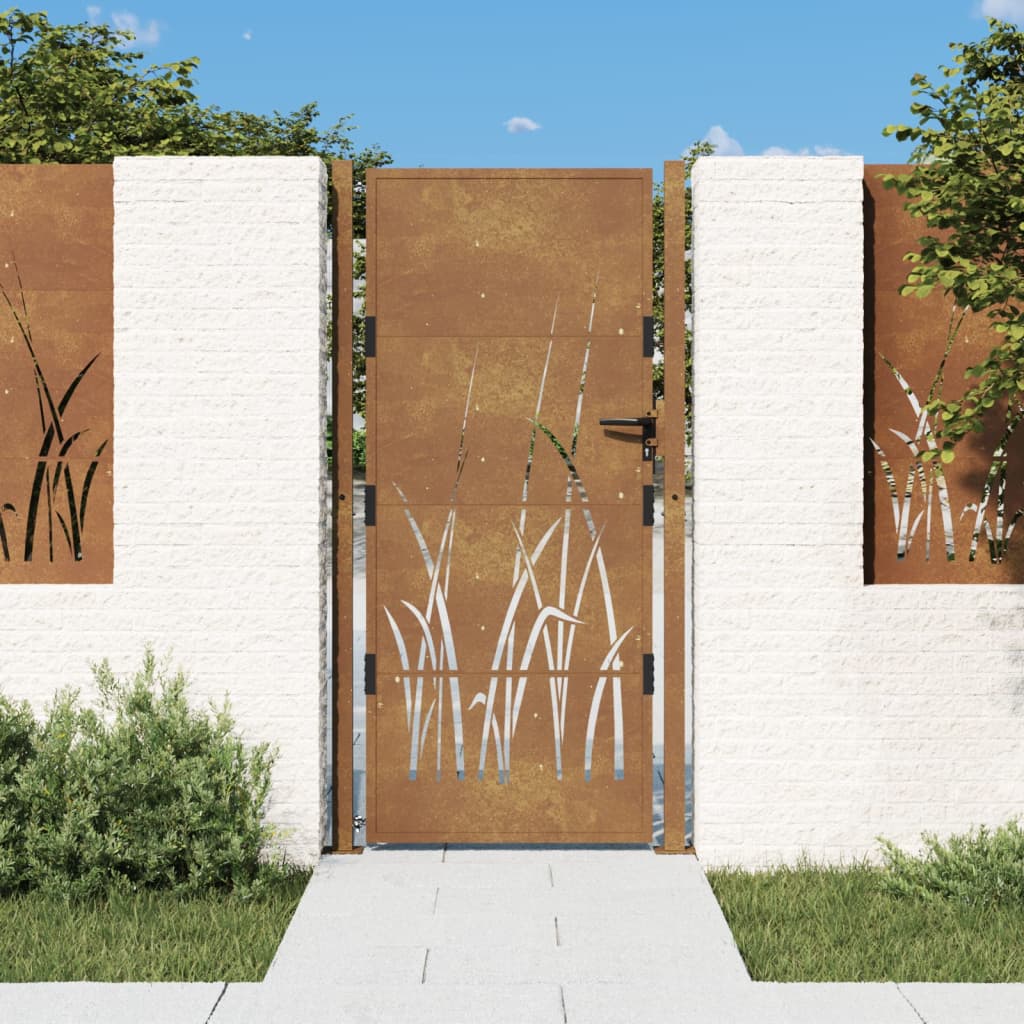 Portail de jardin en acier corten design gazon 105x205 cm - COMFORTXL ...