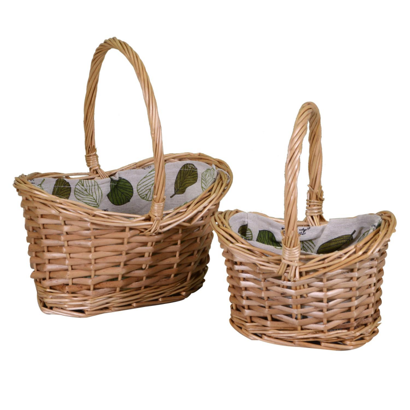 Cesto de mimbre 1-2 con forro natural ovalado 22x16x23 cm | Leroy Merlin