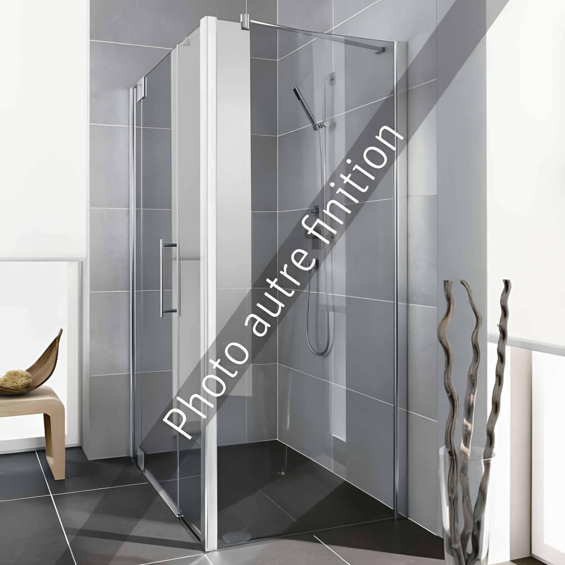 Paroi de douche fixe largeur 80cm hauteur 200 cm profilé argent poli ...