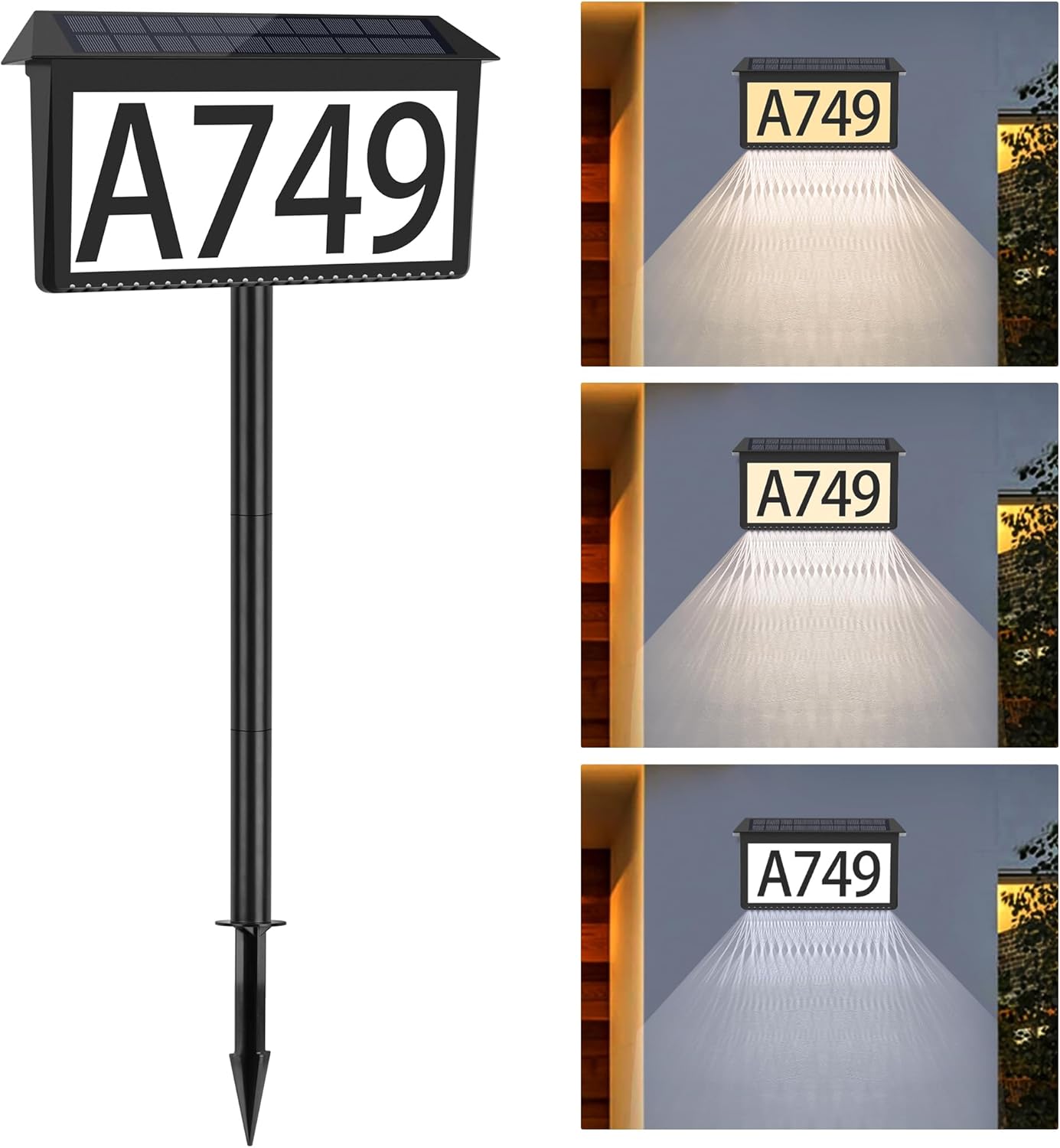 Plaques d'adresse solaires, plaques de numéro de maison éclairées pour ...