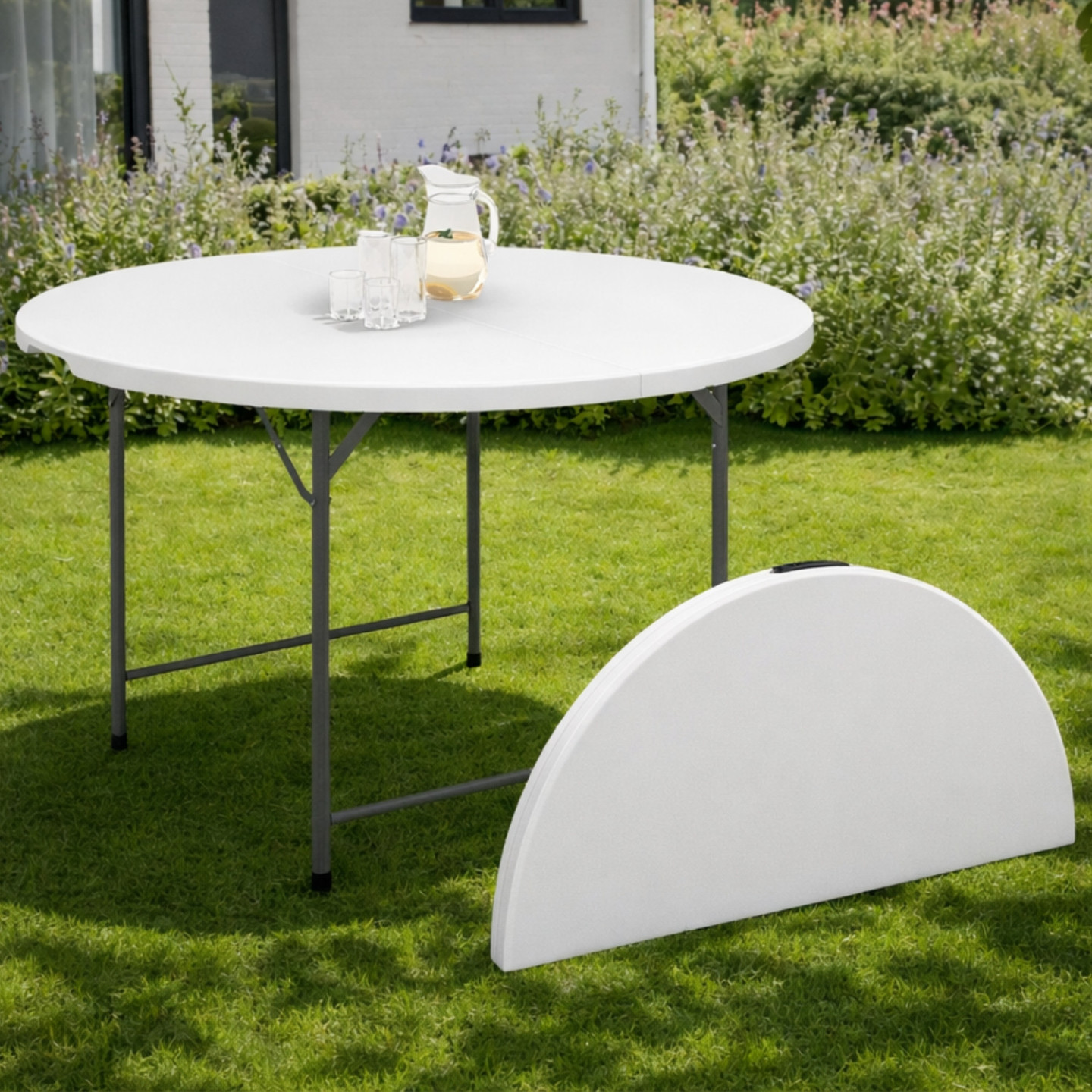 Table pliante d'appoint portable ronde 122 cm pour camping ou réception ...