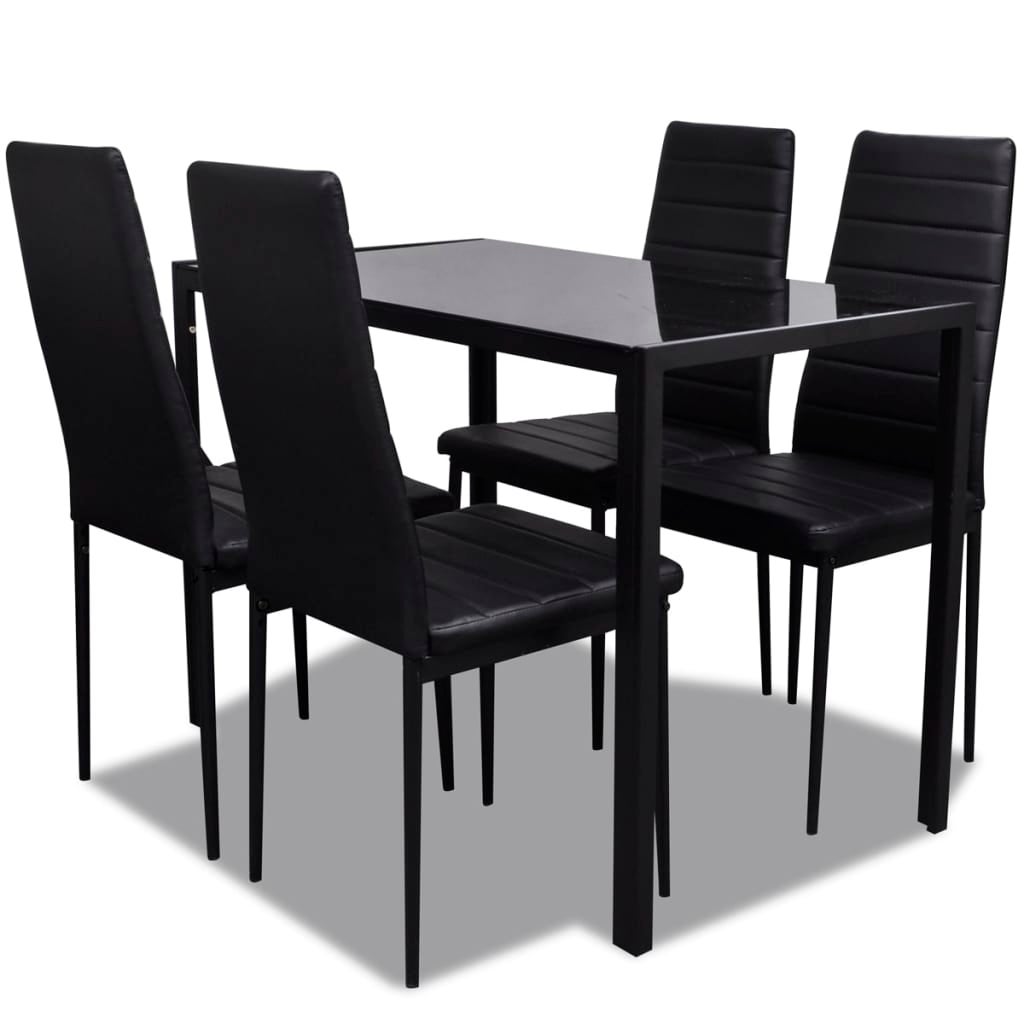 Conjunto de mesa y sillas de comedor 5 piezas negro | Leroy Merlin