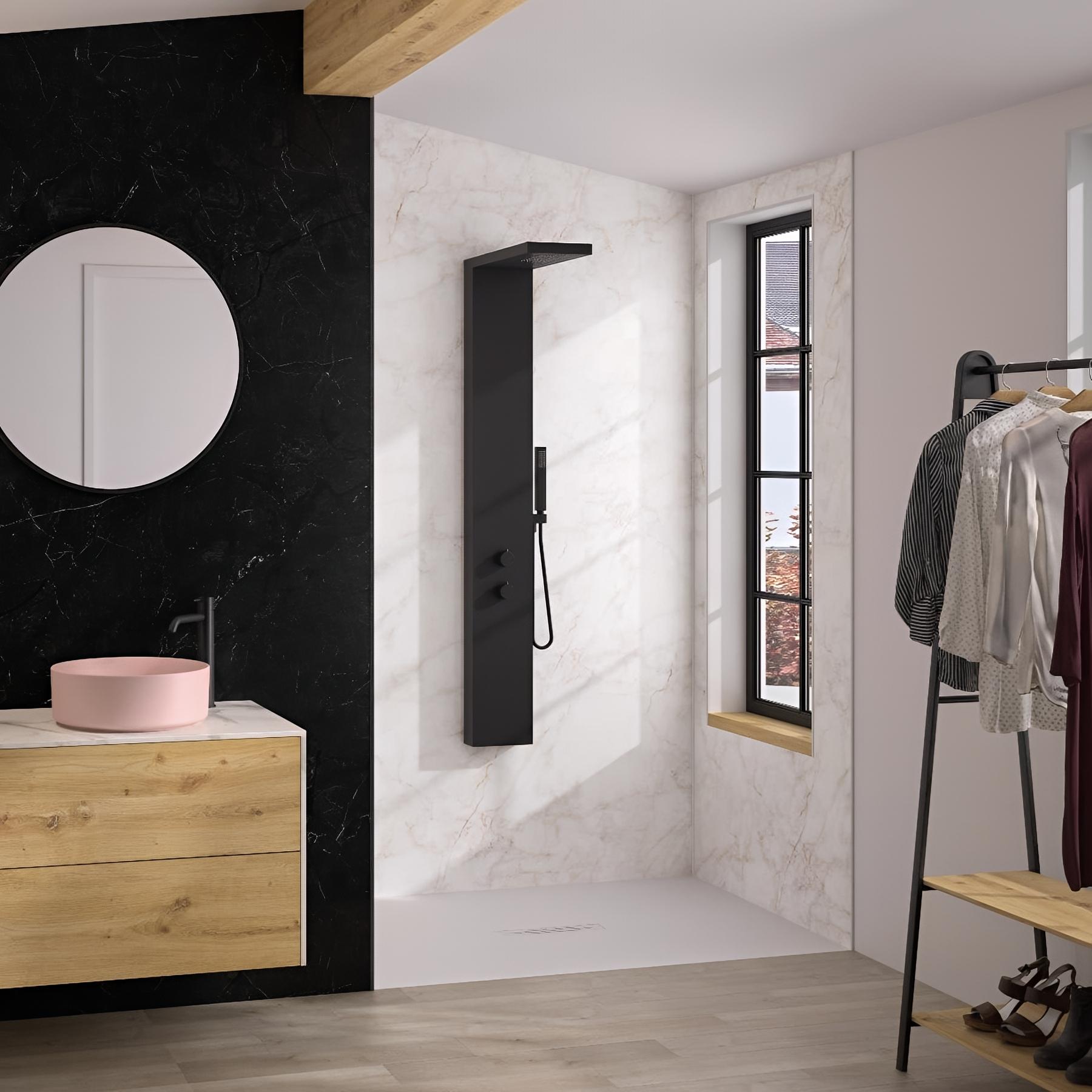 Panel de pared de baño Kinedo Kinéwall Diseño 3 mm 150x250 mármol rosa ...