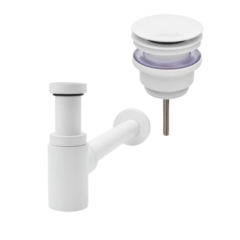 Bonde lavabo universelle vis centrale WIRQUIN Quick clac Blanc mat ...
