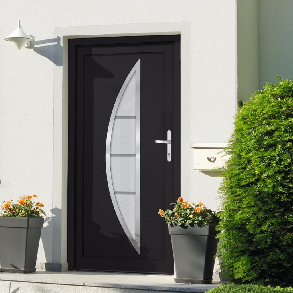 Porte d'entrée anthracite 108x200 cm PVC vidaXL | Leroy Merlin