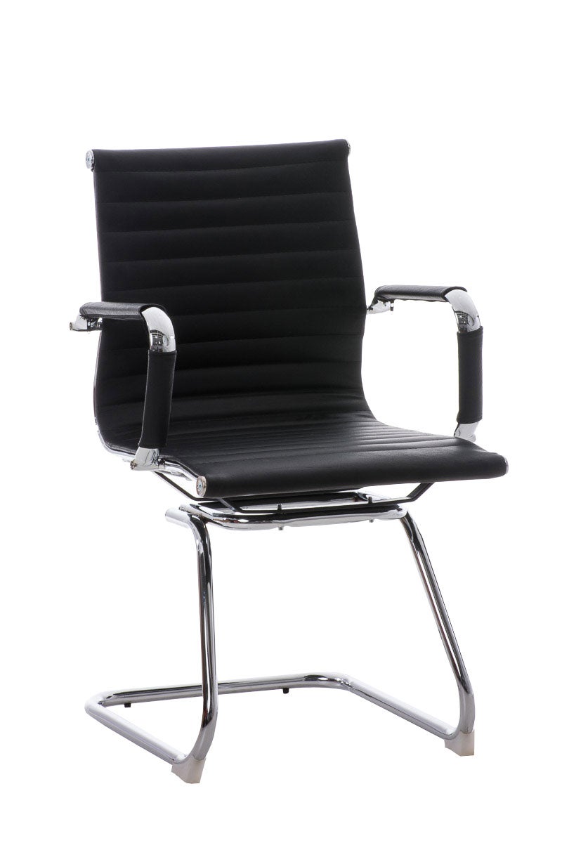 Chaise visiteur Roman cuir véritable noir | Leroy Merlin