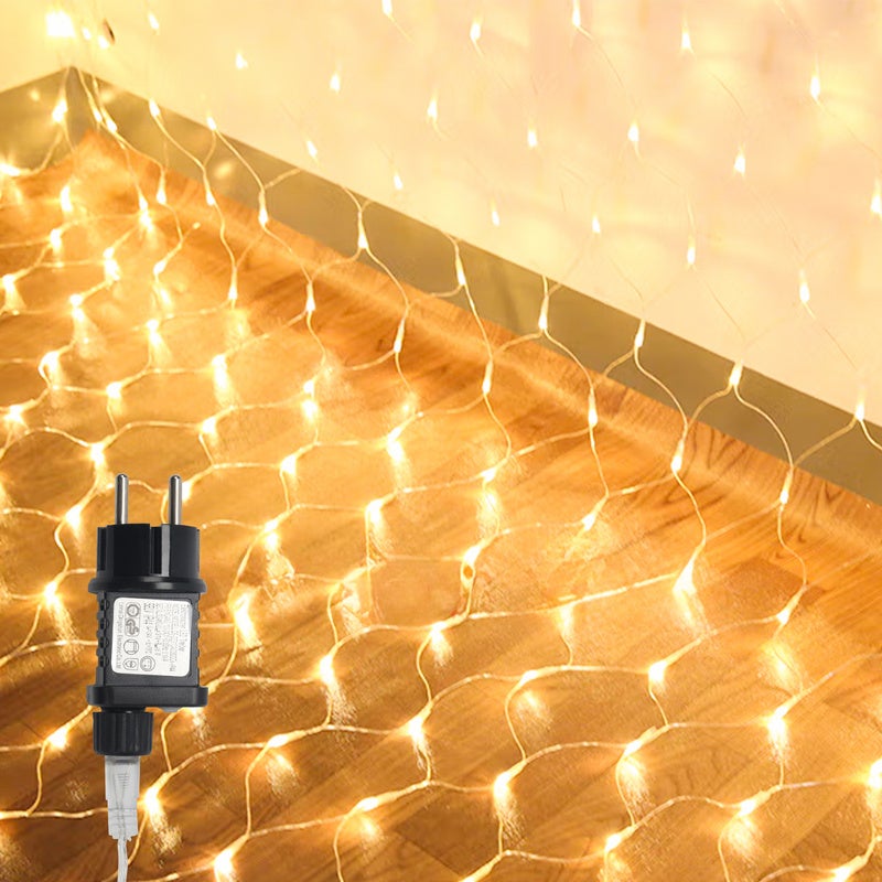 Filet Lumineux LED 3x2M Blanc chaud Chaîne lumineuse avec 8 modes ...