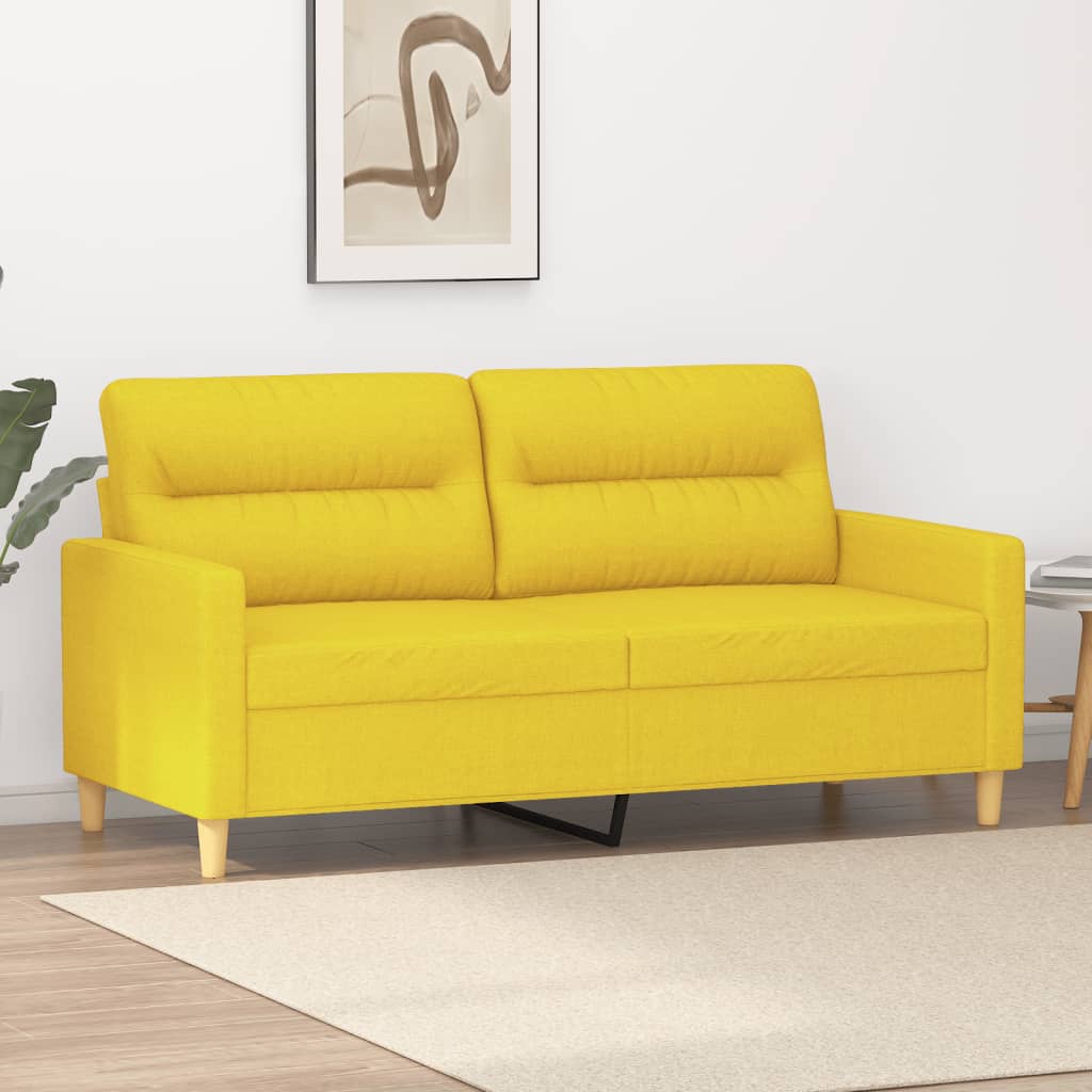Sofá de 2 plazas de tela amarillo claro 140 cm | Leroy Merlin
