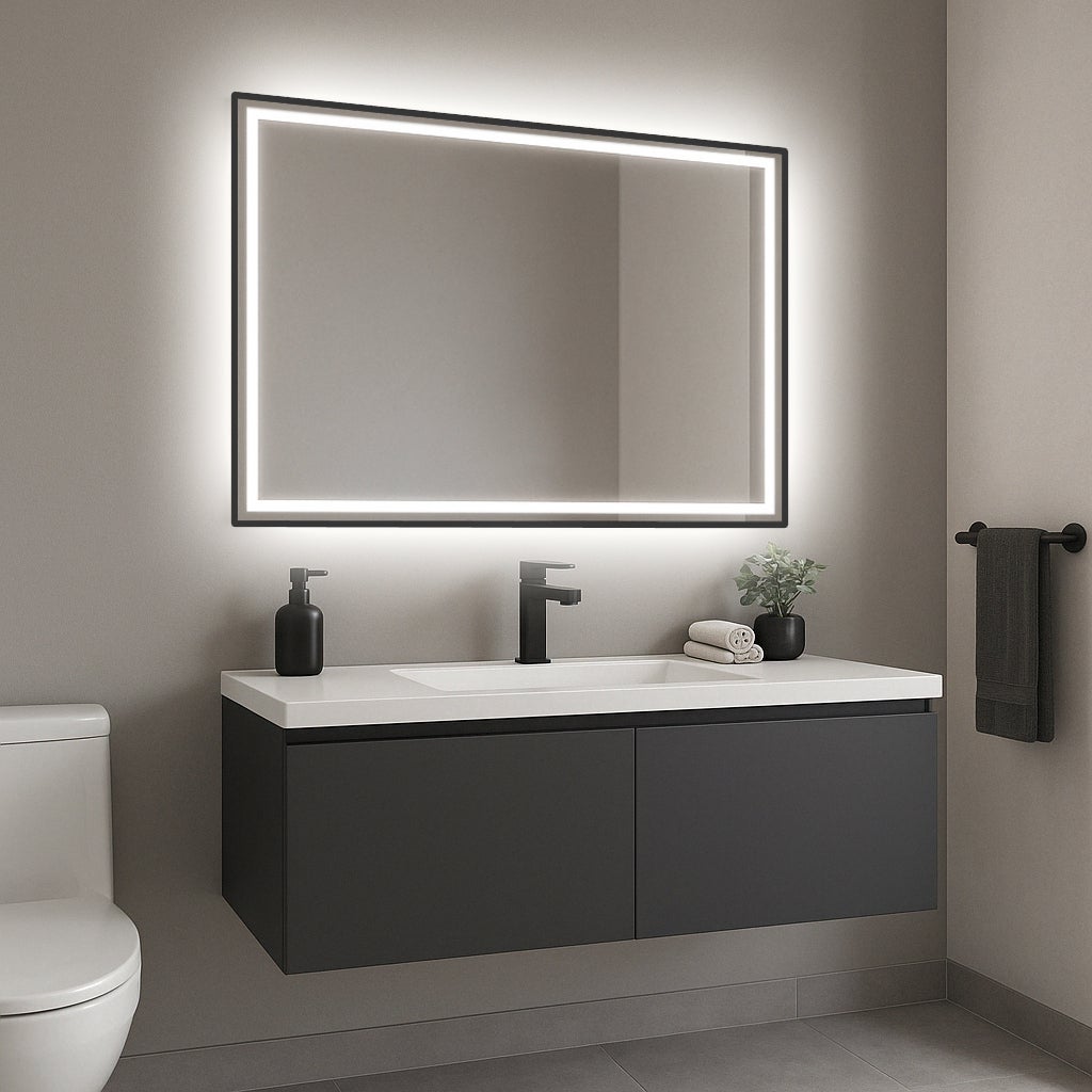 Espejo de Baño rectangular con Luz ALICIA - Iluminación ambiental y ...