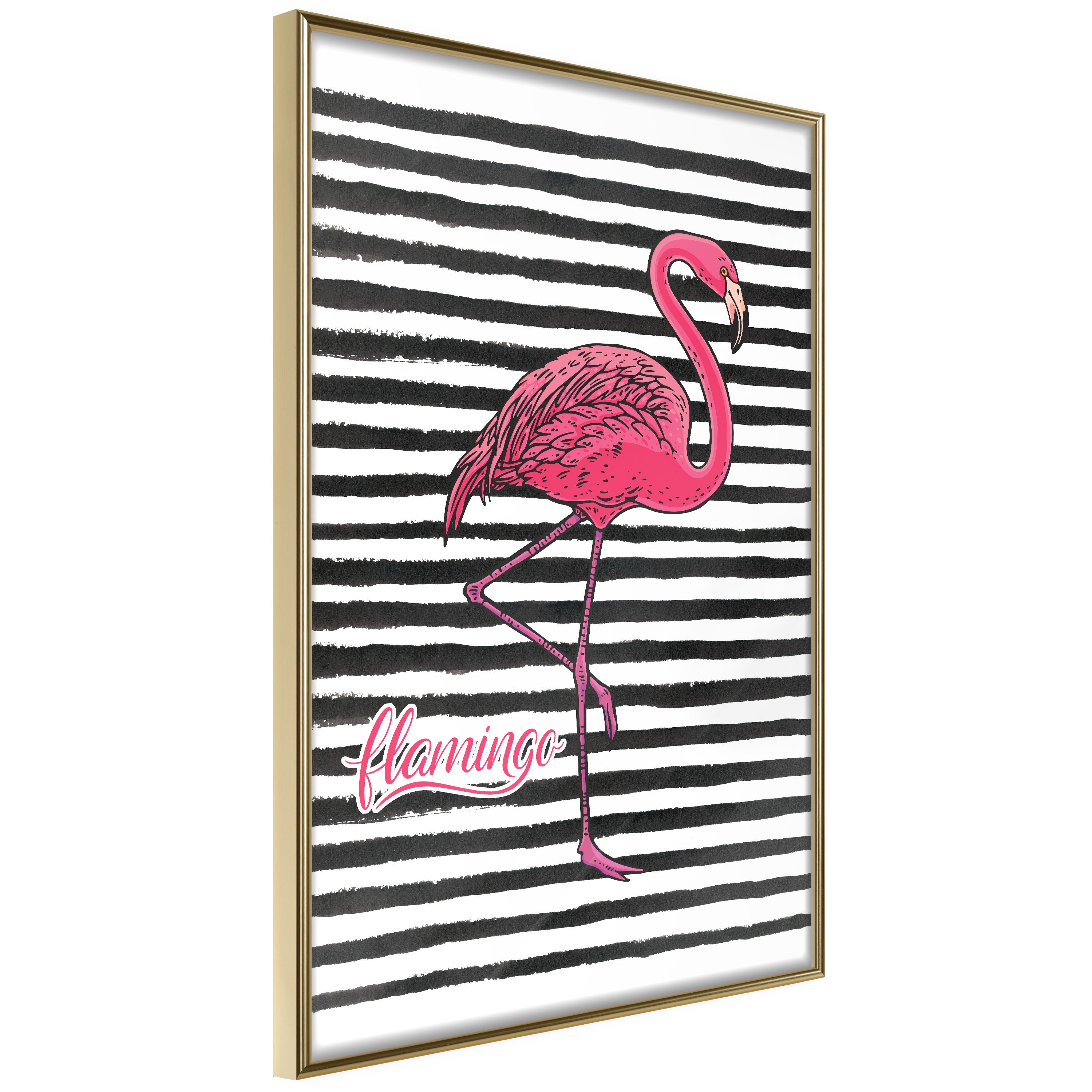 Poster et affiche - Flamingo on Striped Background - 40x60 | Leroy Merlin