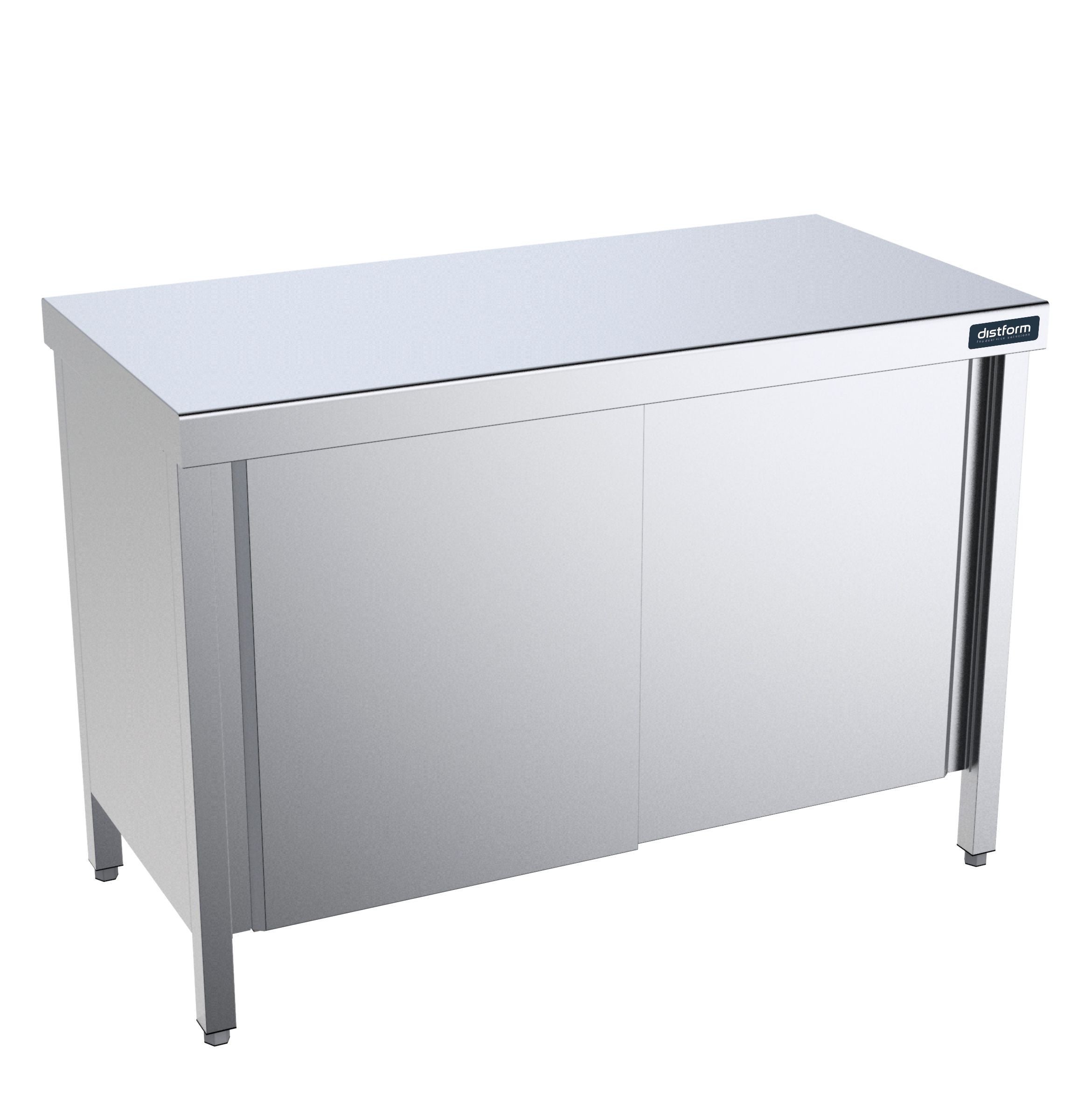 Table en Inox Gamme 900 avec Portes et Etagères - Distform - l240- L0 ...