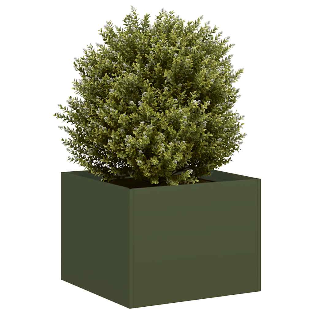 Jardinière，Pot de Fleurs vert olive 40x40x30 cm acier CFW22708 | Leroy ...