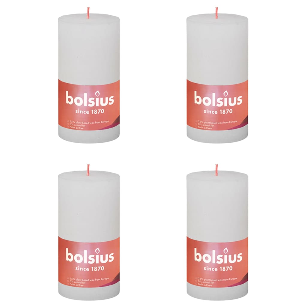 Bolsius Velas rústicas Shine 4 unidades blanco turbio 130x68 mm | Leroy ...