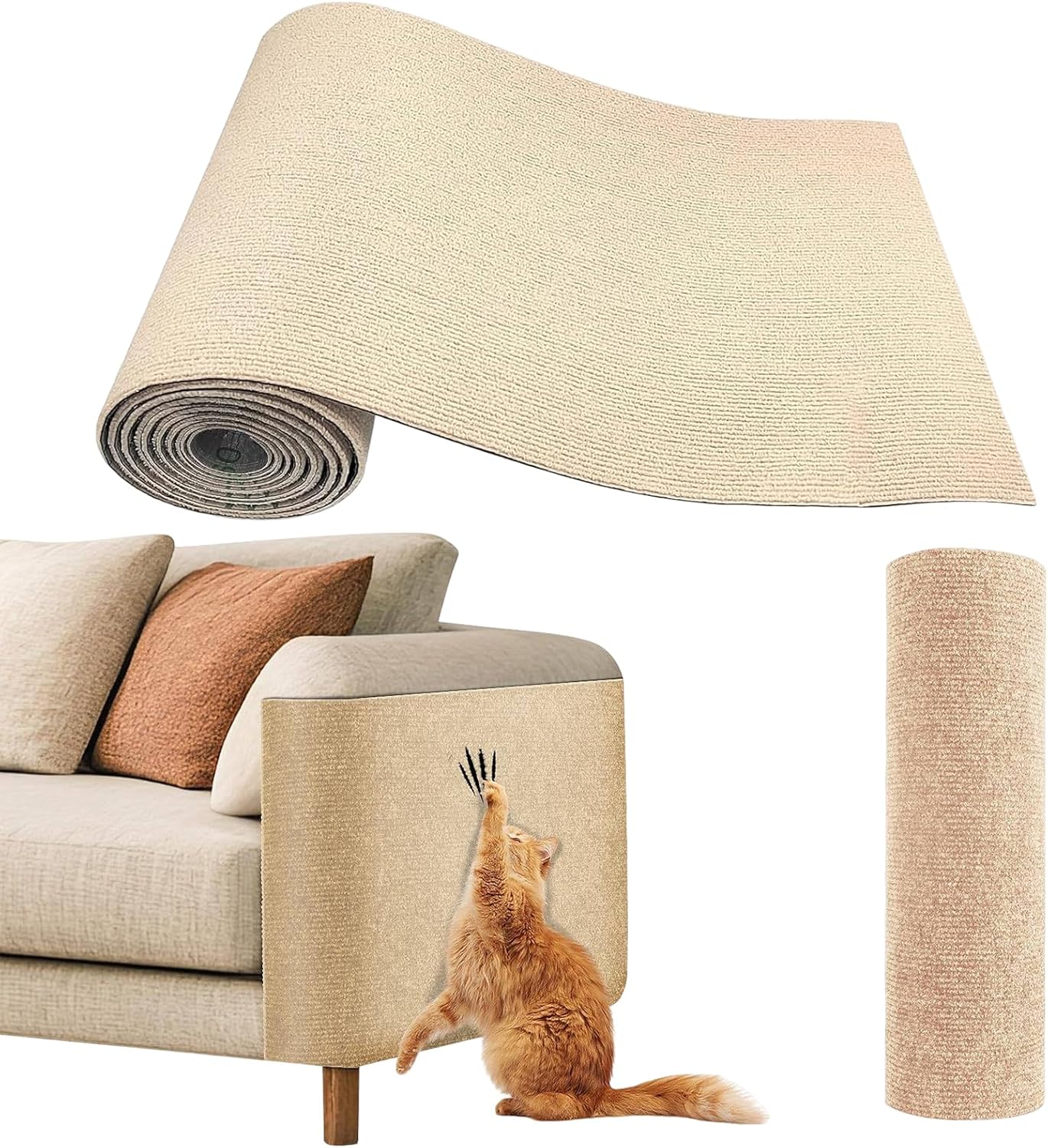 Khaki Griffoir Chat Canapé 40 Cm ×200 Cm,Griffoir pour Chat Auto ...