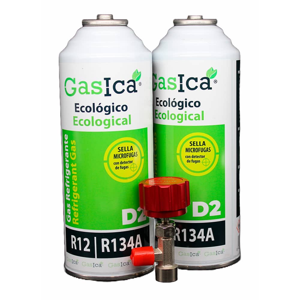 Pack ahorro (2x226Gr) Botellas Gas Refrigerante Gasica D2 sustituto de ...