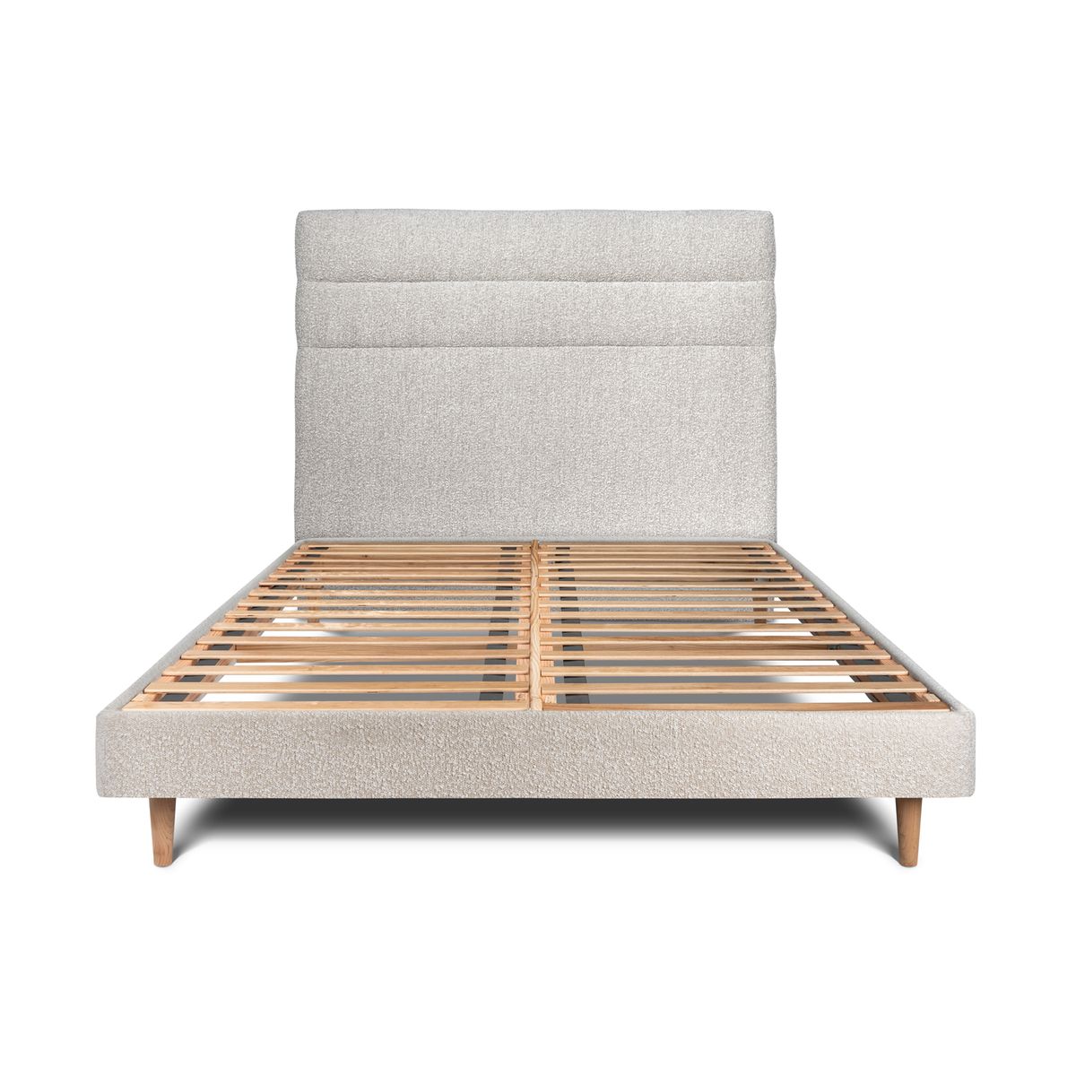 Lit 150x200cm avec tête de lit lignes bouclette et sommier kit Beige ...