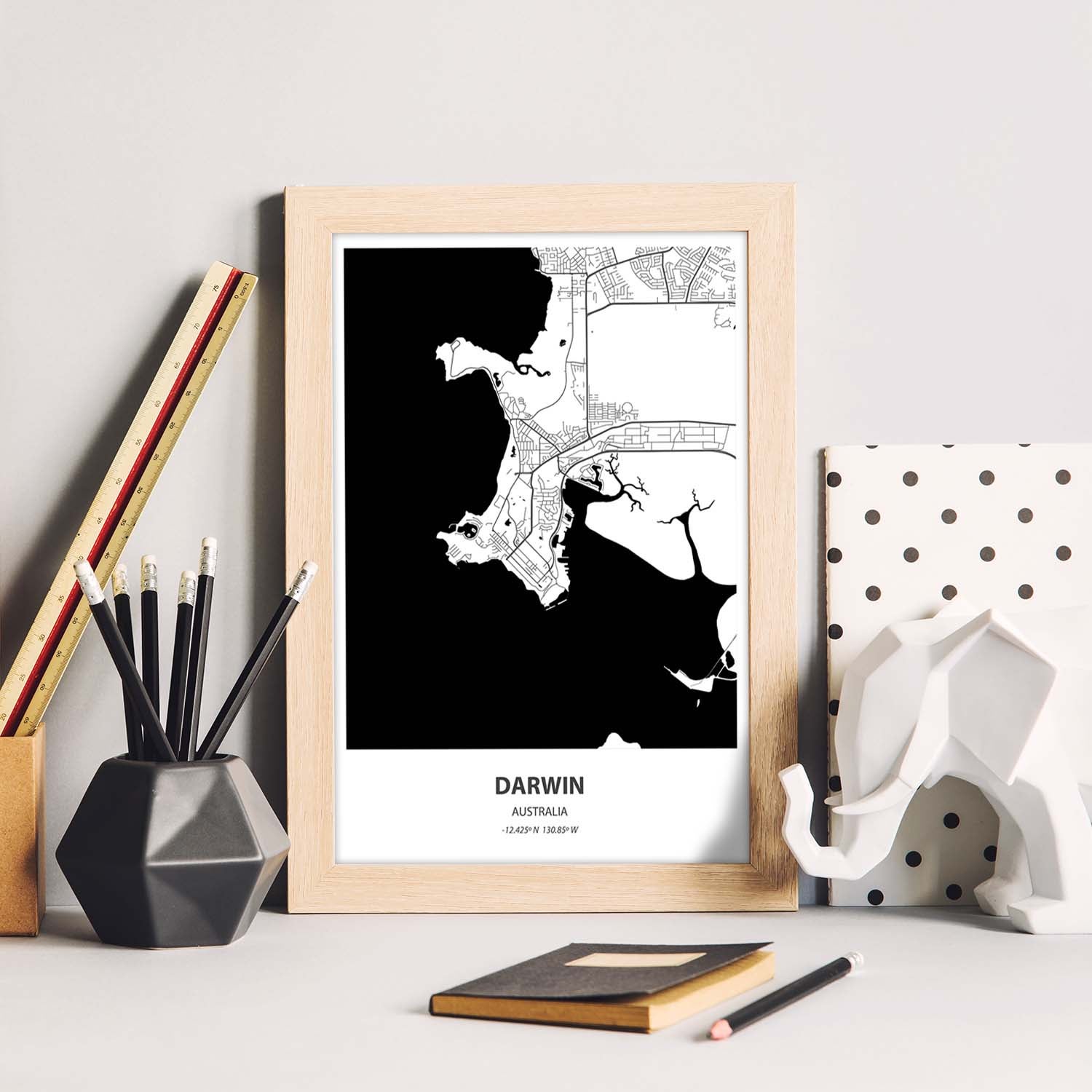 Darwin Australia Map Poster Sheets Of Australia Cities With Black Seas ...